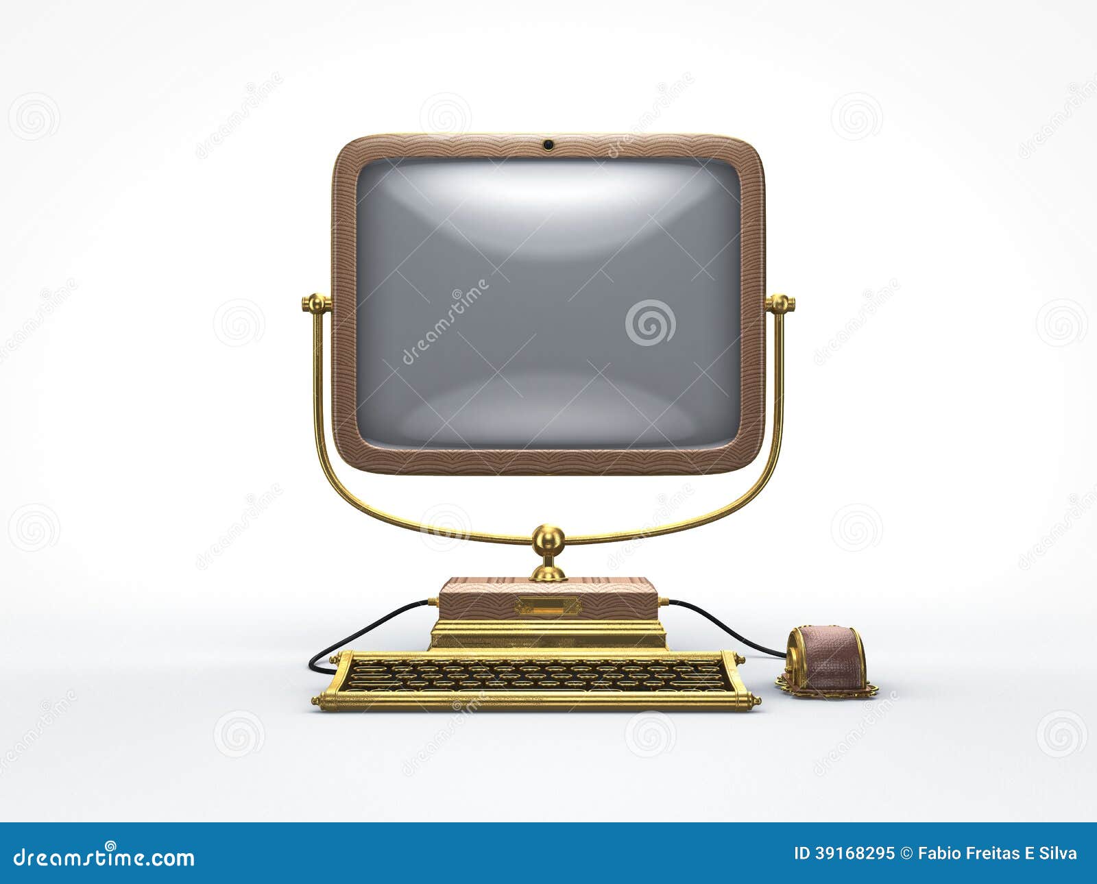 Vintage Computer With CRT Monitor From 80s Or 90s And Neon Colors Light ...