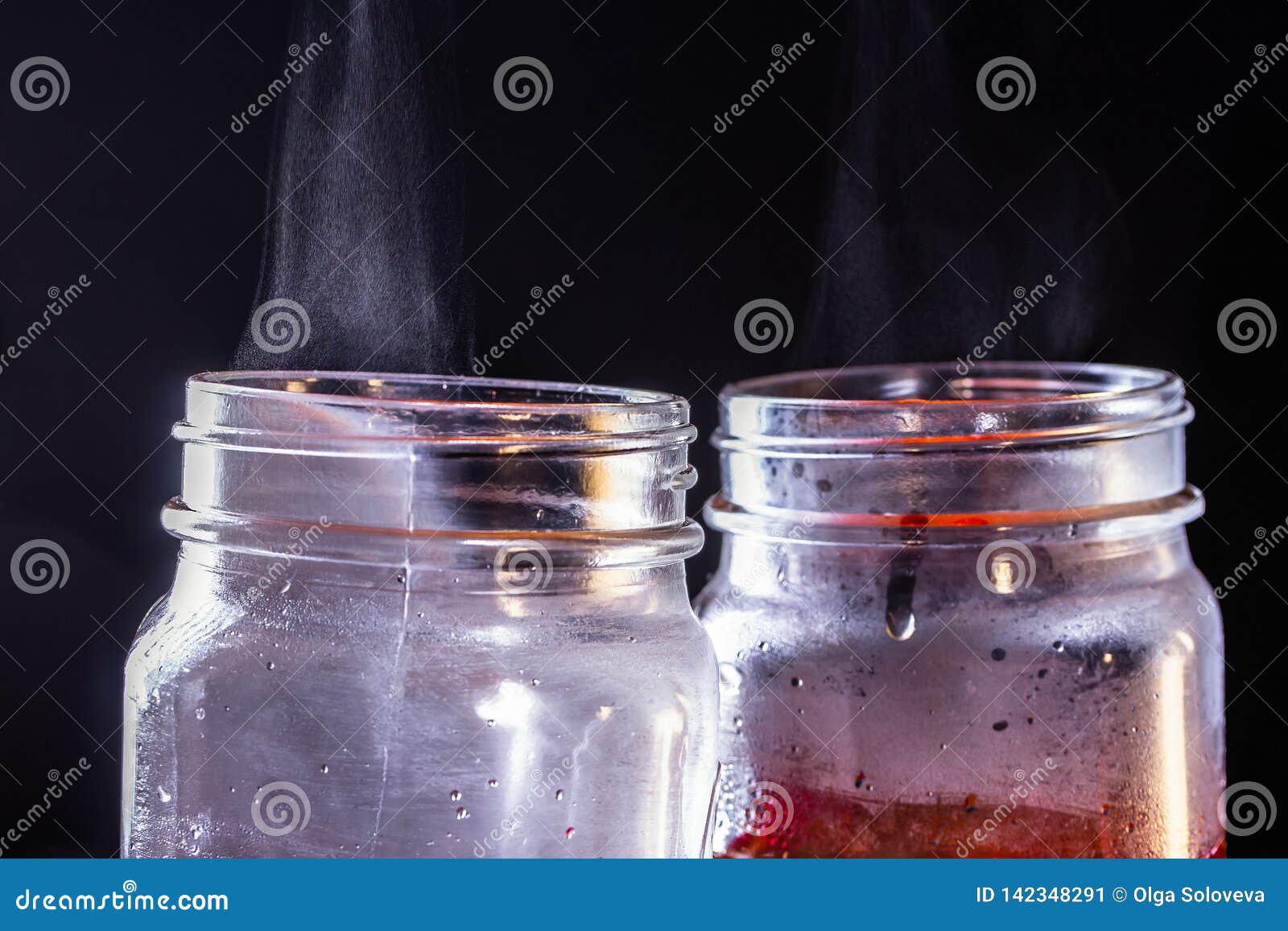 Steam Rises from Cocktail Cans Covered with Condensate Due To ...