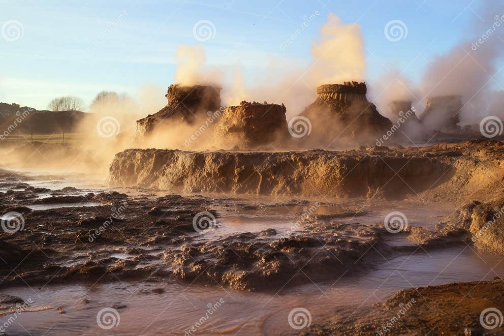 Steam Rising from Bubbling Mud Pool Stock Image - Image of steam ...