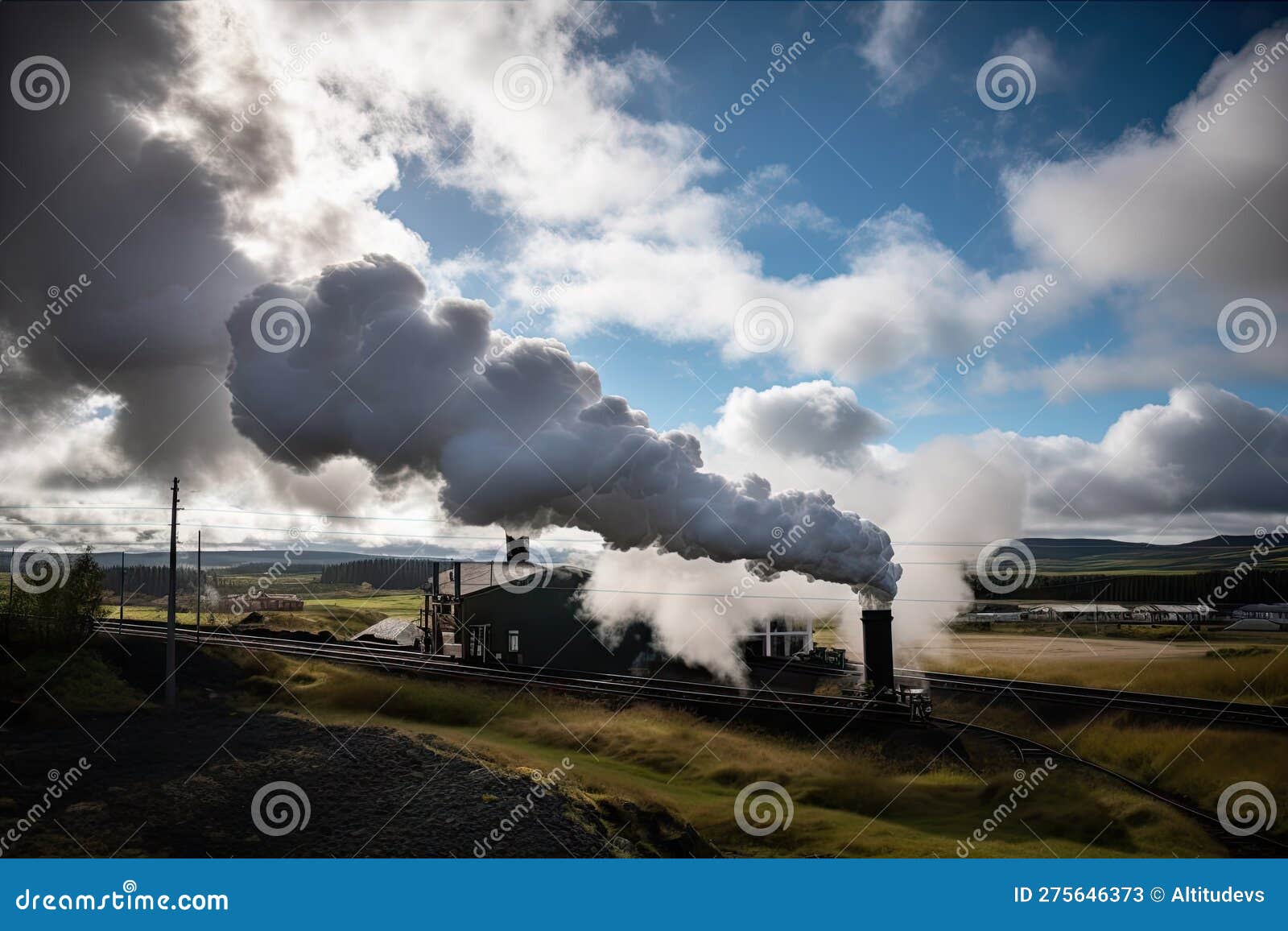 Steam Rising from Coal Mine, with Clouds in the Background Stock ...