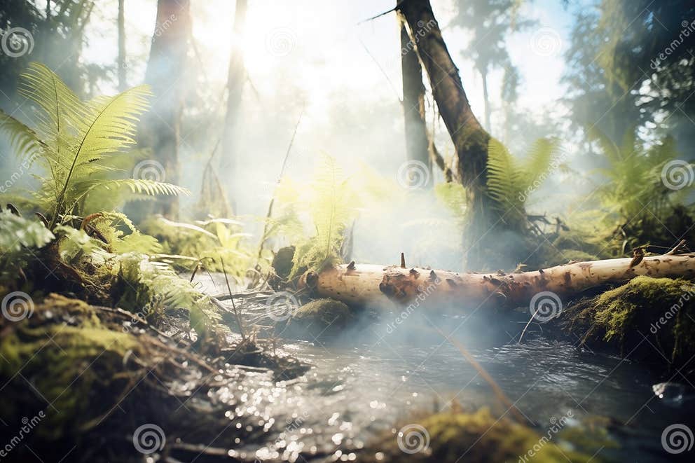 Steam Rising from Forest Hot Spring Stock Photo - Image of spring ...