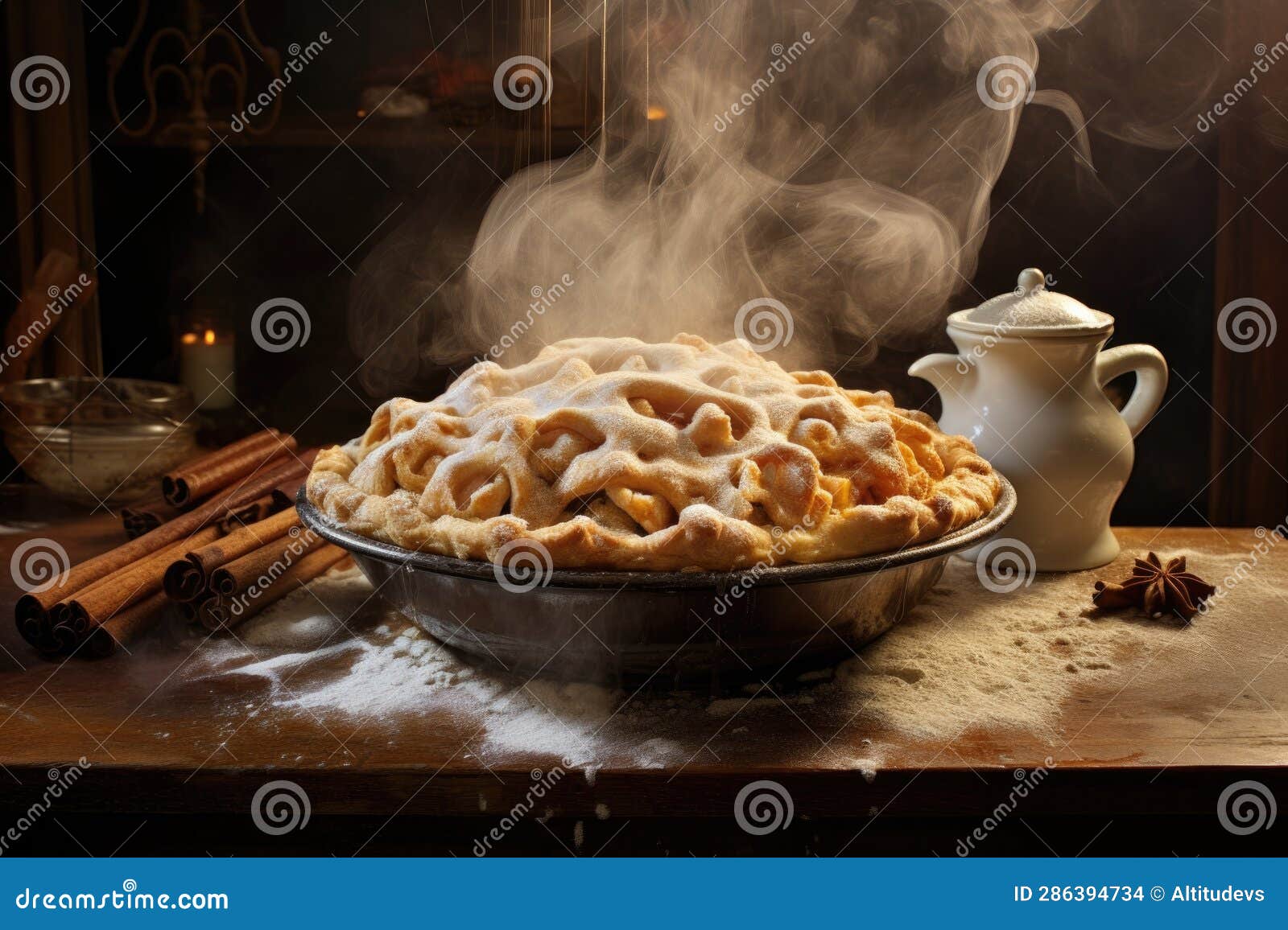 Steam Rising from a Freshly Baked Apple Pie Stock Photo - Image of food ...