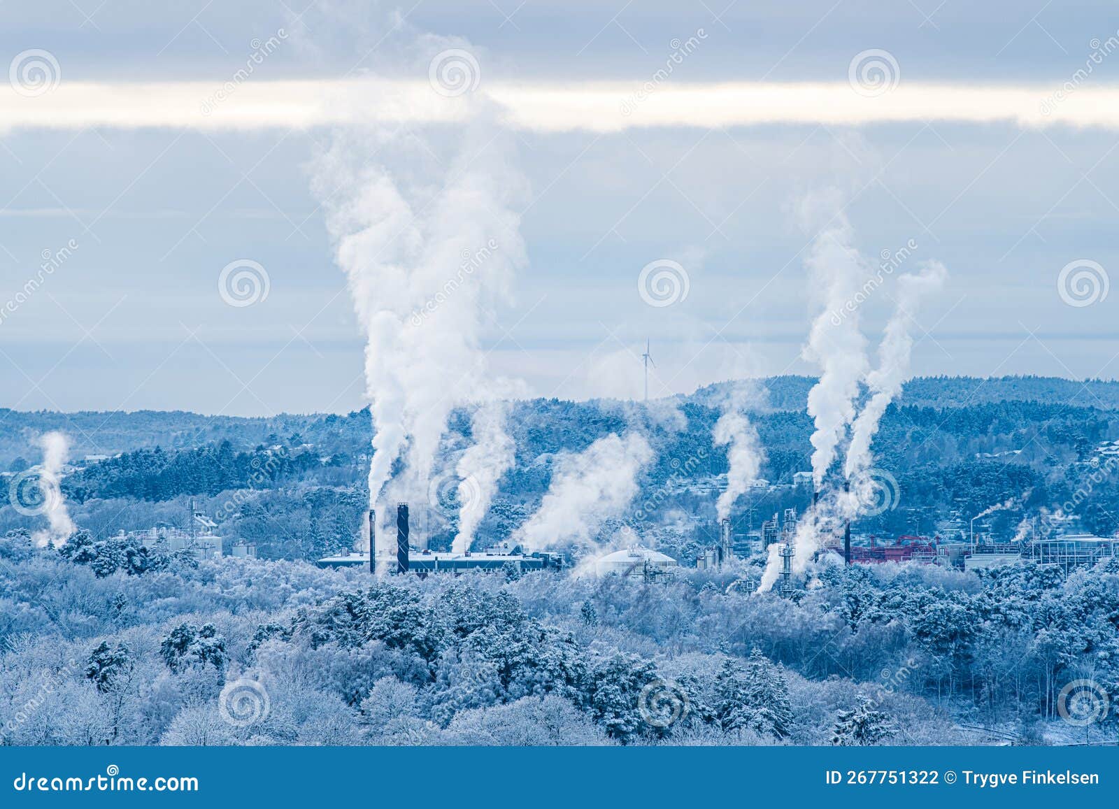 Steam Rising from Industry Behind a Forest.. Stock Photo - Image of ...