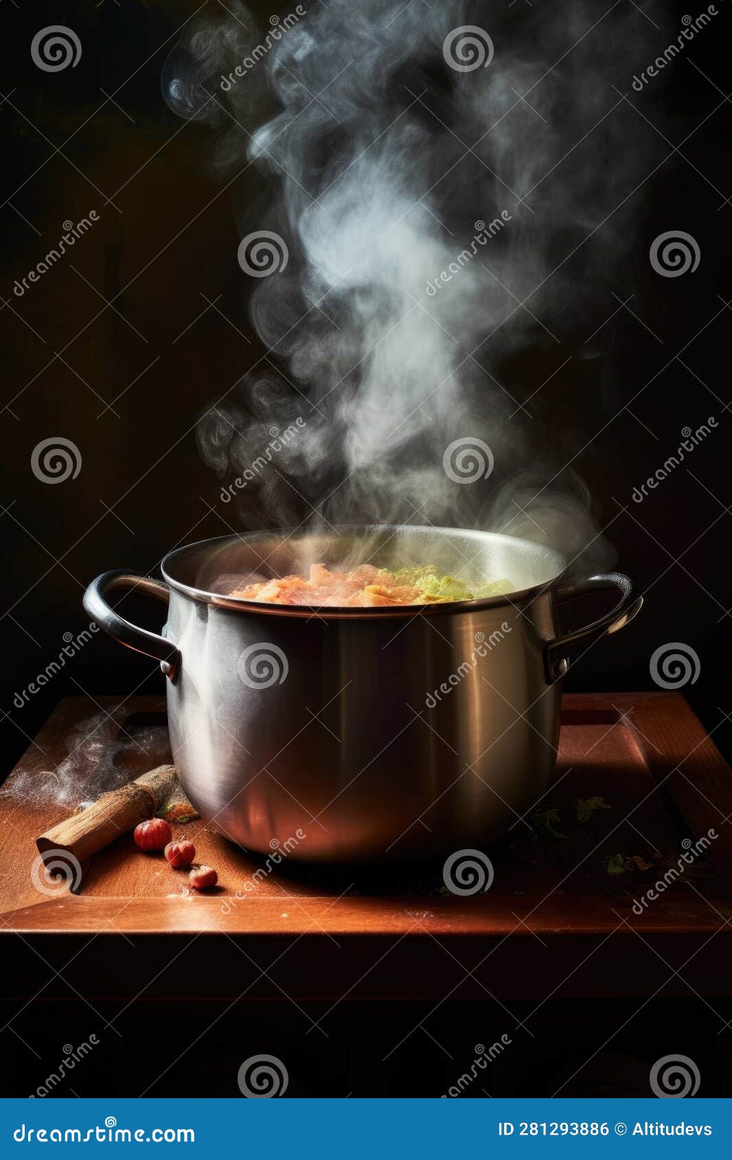 Steam Rising from a Pot of Soup on a Stove Stock Illustration ...