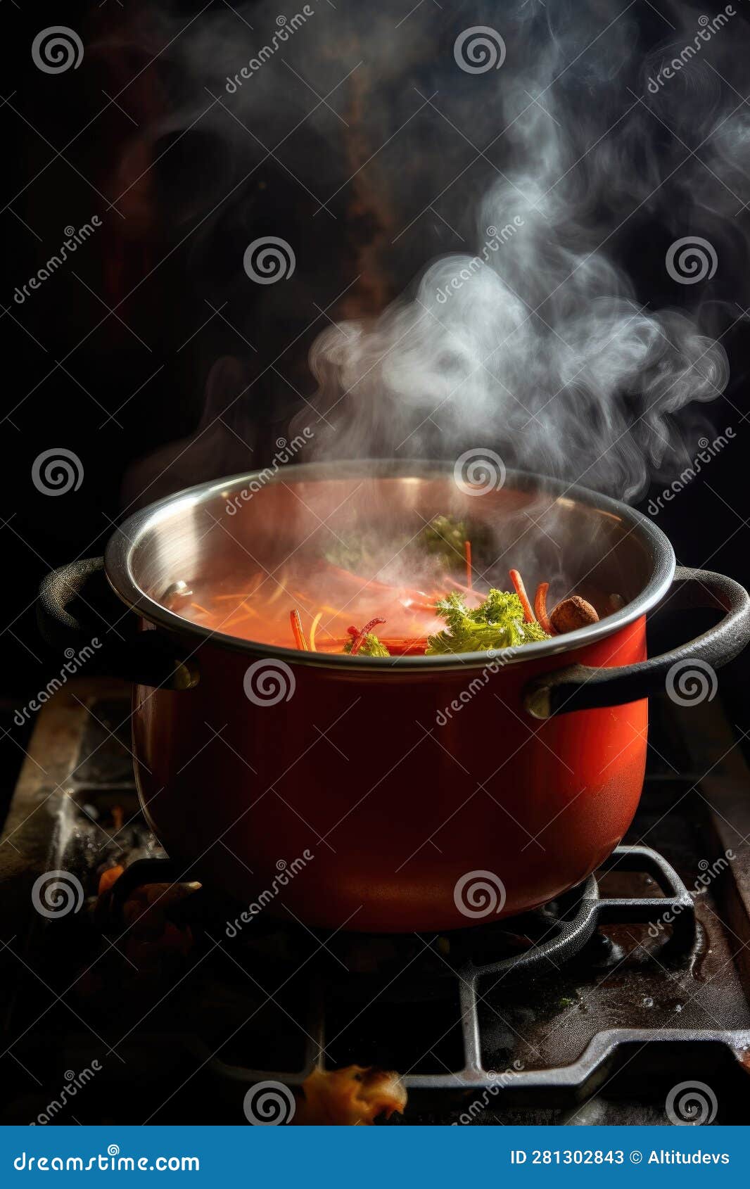 Steam Rising from a Pot of Soup on a Stove Stock Illustration ...