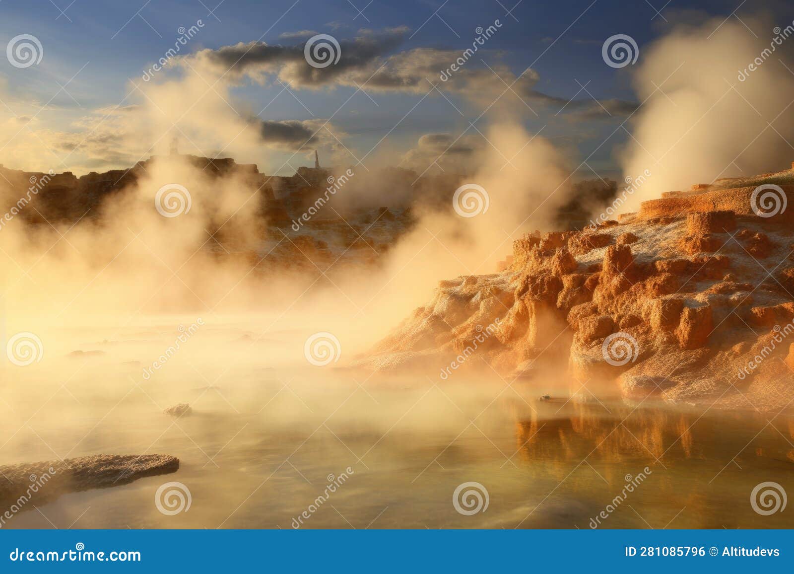 Steam Rising from a Volcanic Hot Spring Stock Photo - Image of outdoor ...