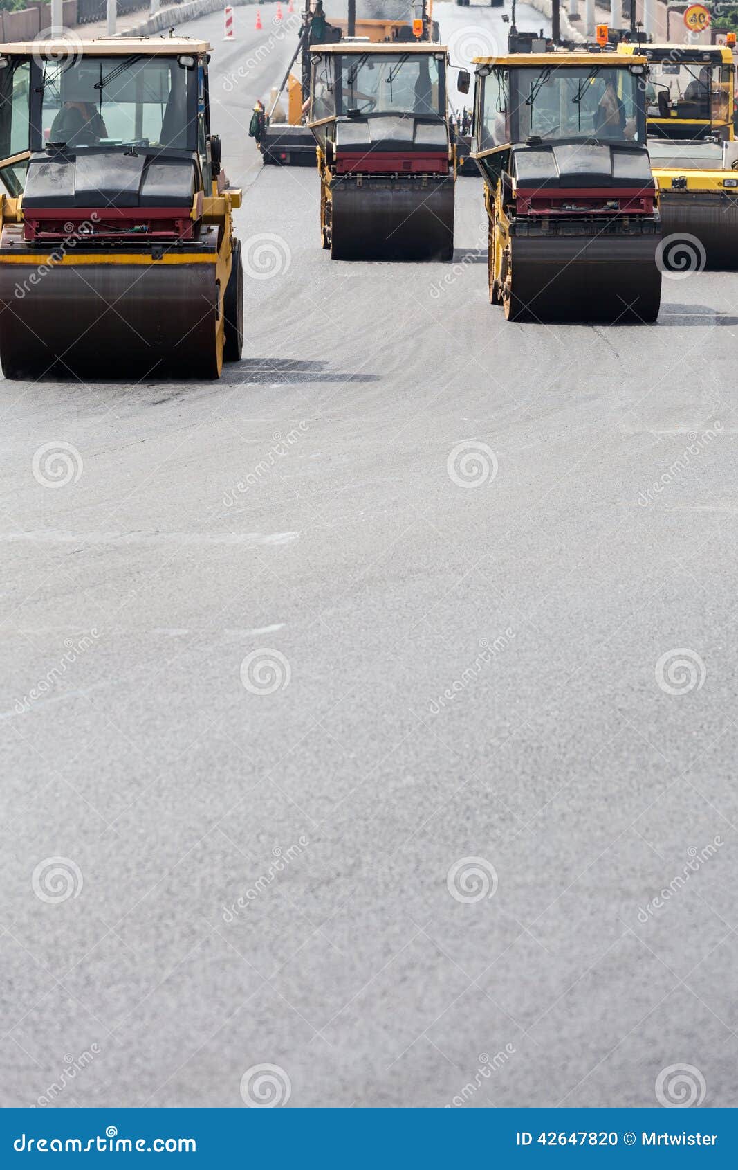 Steam Rollers Paving a Road Stock Photo - Image of compactor, smooth ...
