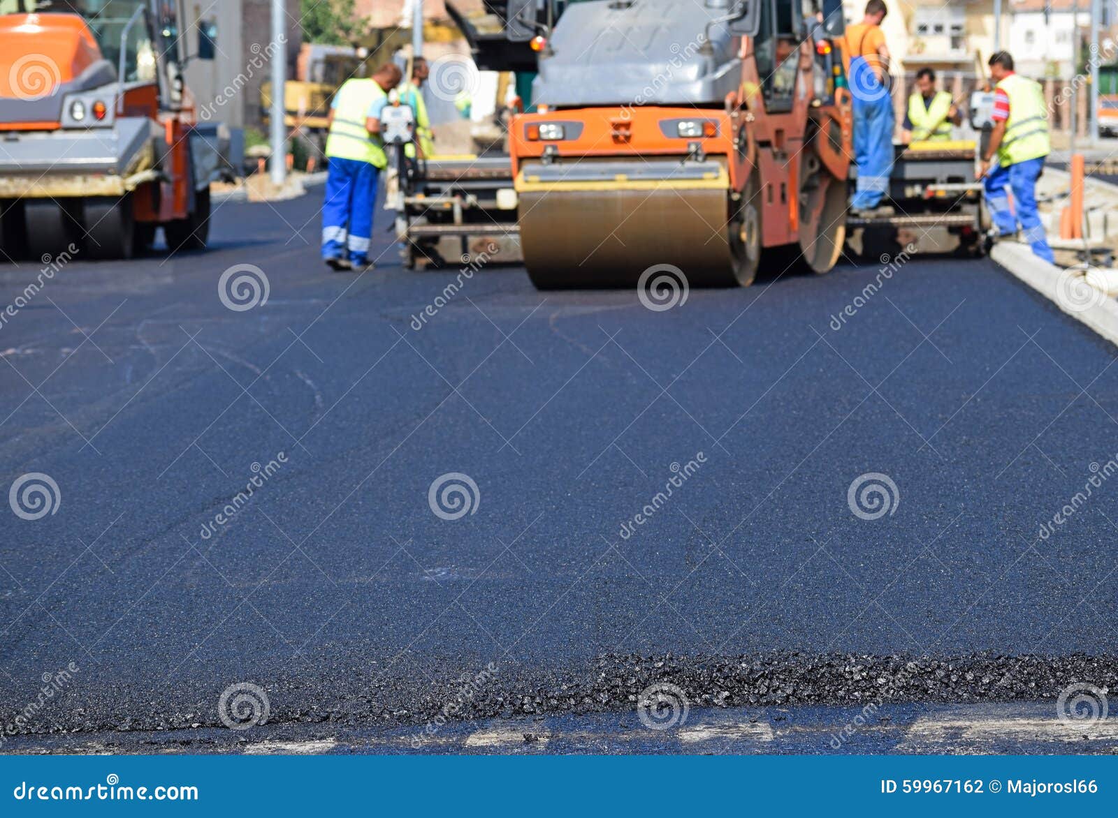 Steam Rollers at the Road Construction Stock Photo - Image of concrete ...