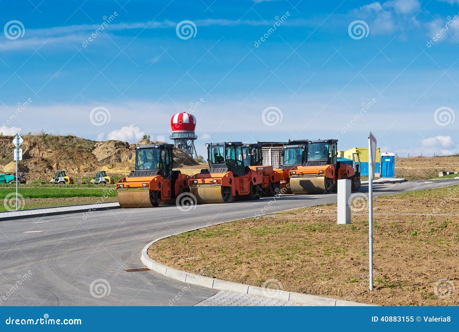 Steam Rollers on the Road Construction Site. Stock Image - Image of ...
