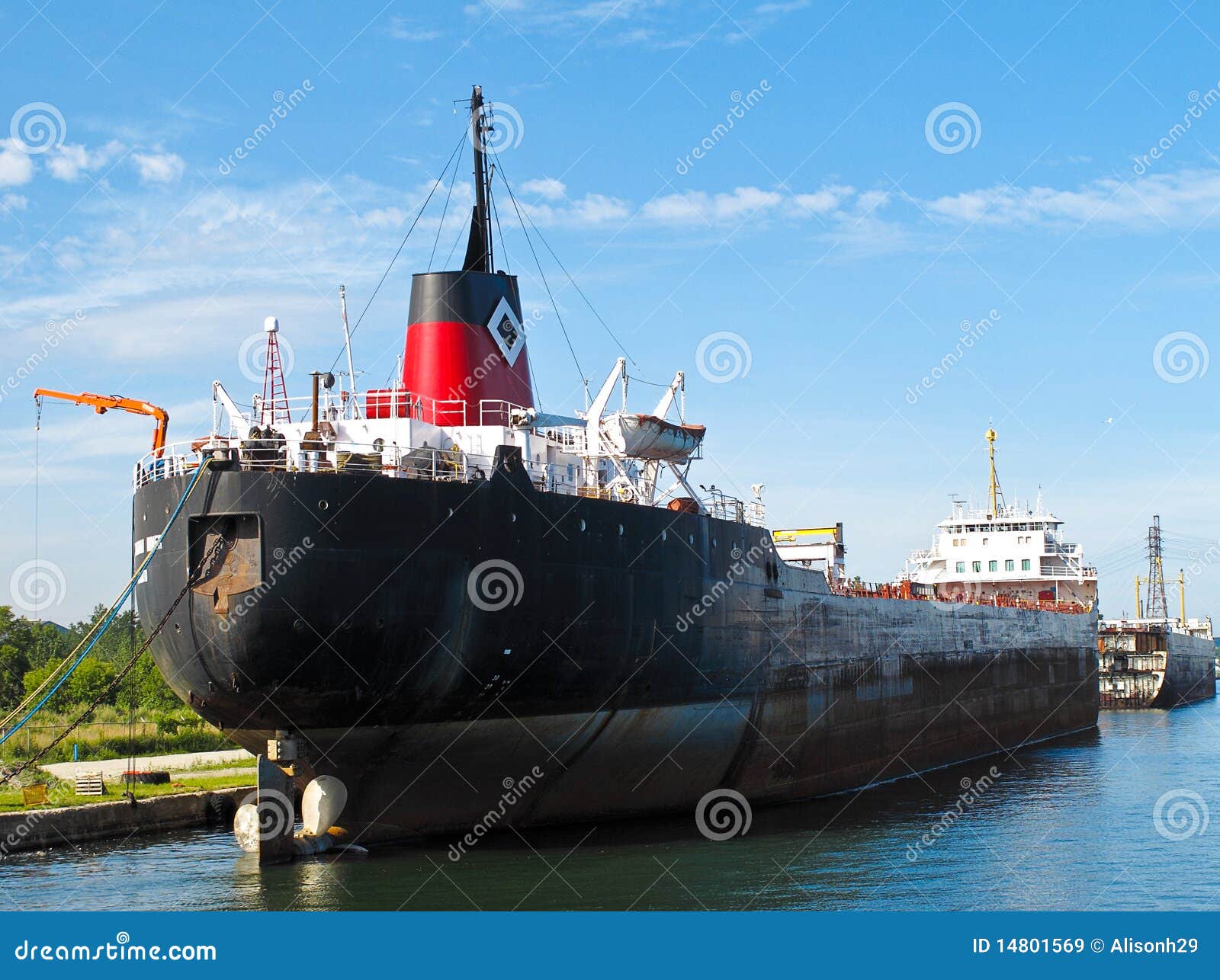 Steam Ship in Port stock image. Image of channel, funnel - 14801569