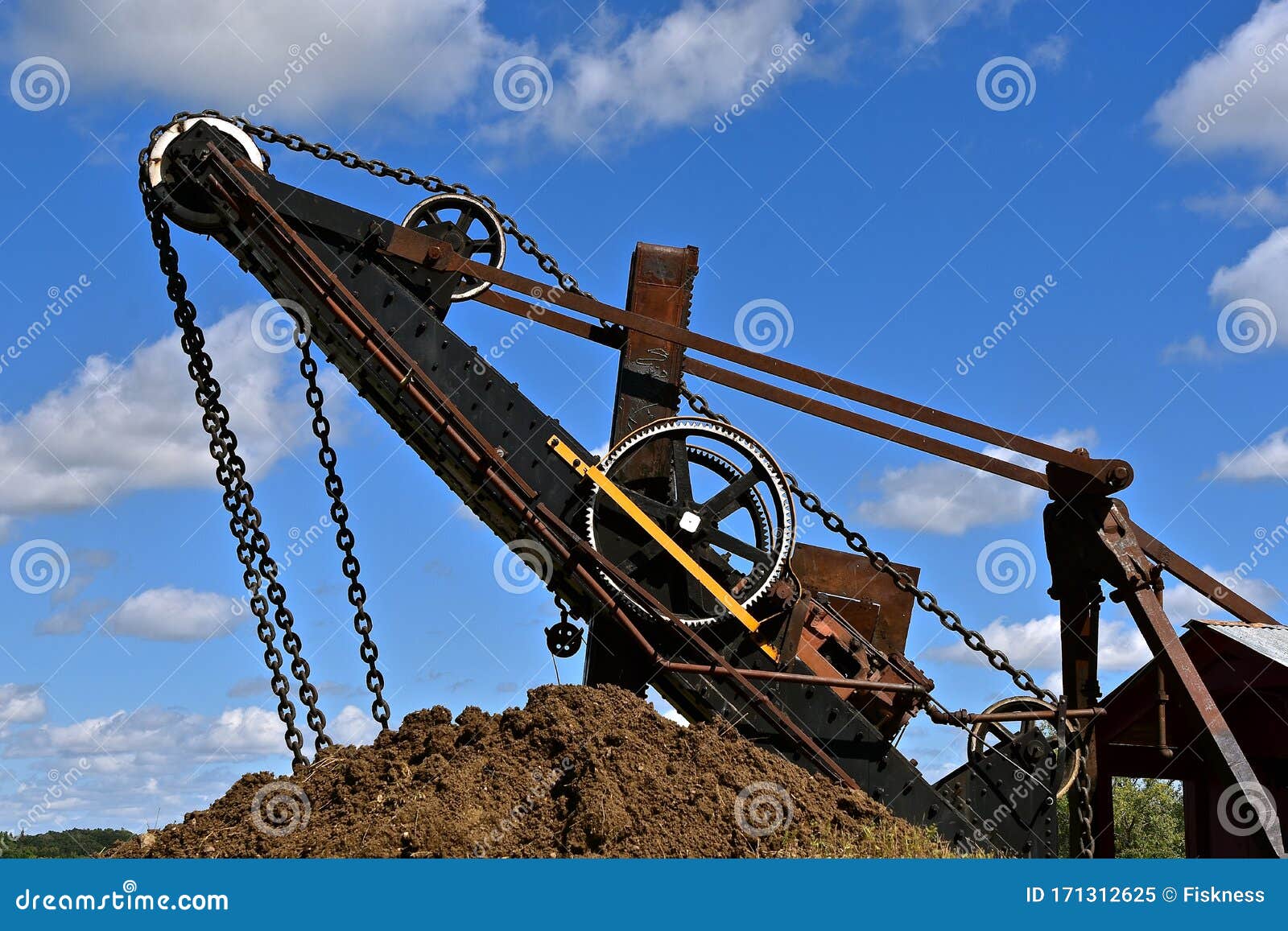 Steam Shovel with Gears and Chains Stock Image - Image of lever ...