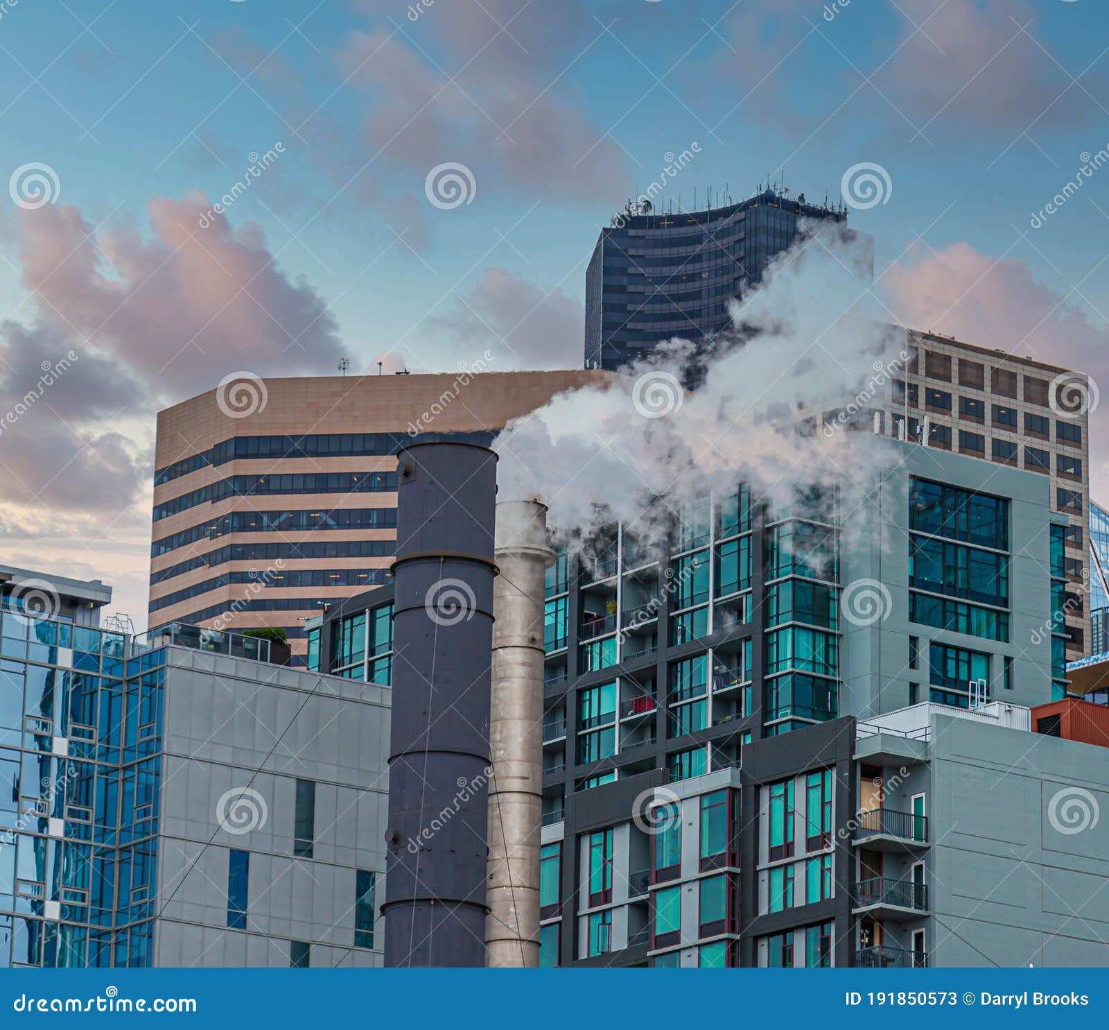 Steam from Smokestack in Seattle Stock Image - Image of state, water ...