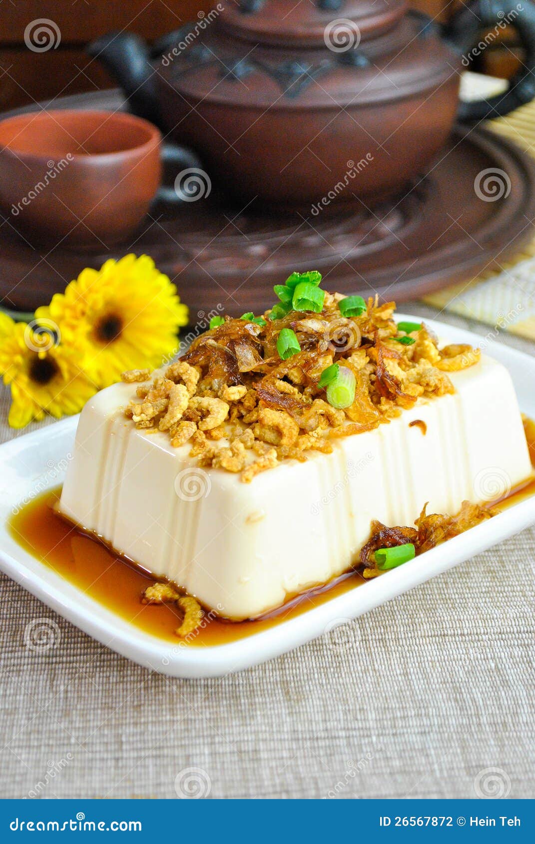 Steam Tofu with Fried Onion Chinese Style Stock Photo - Image of bean ...
