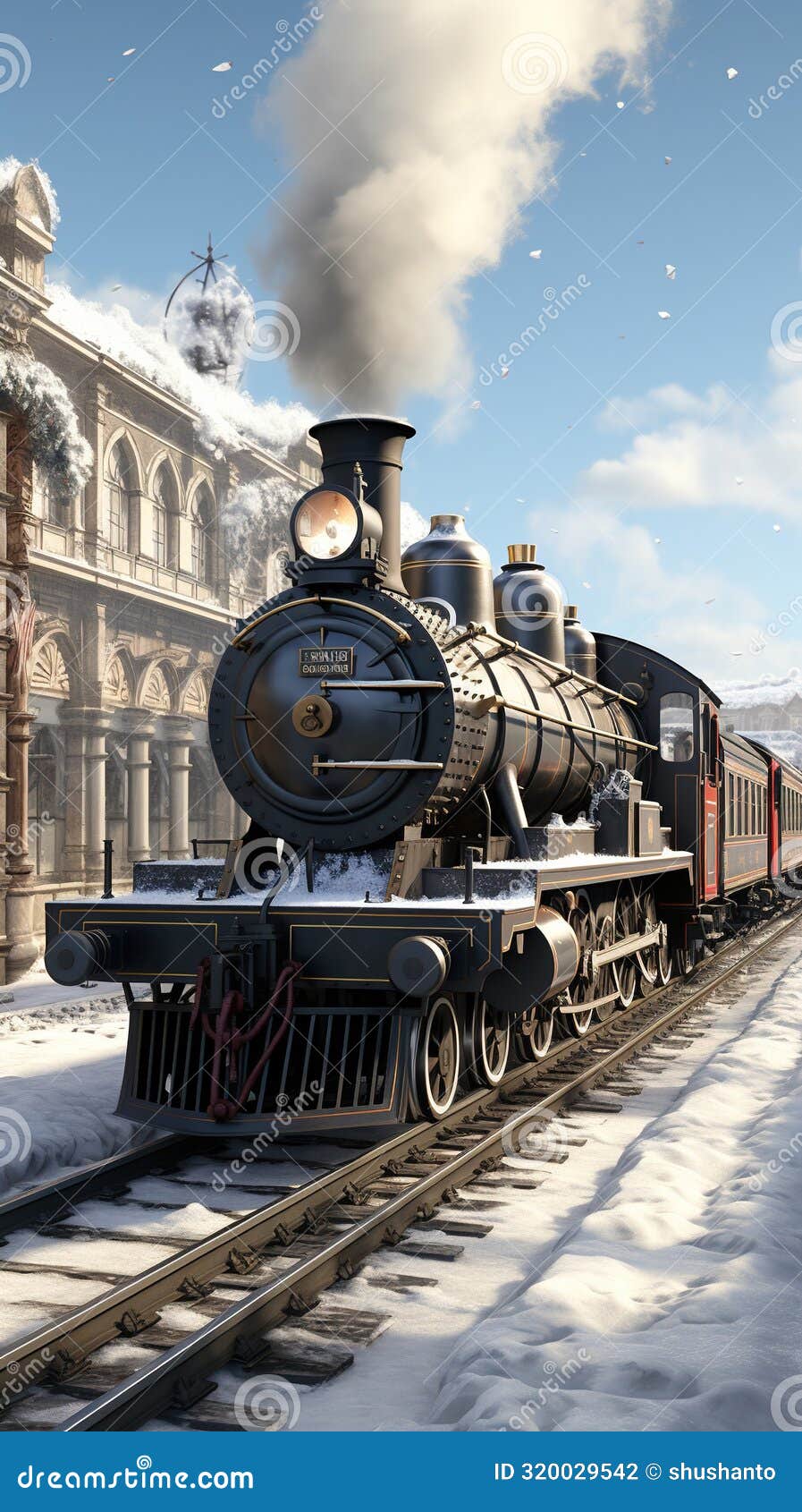 A Steam Train Chugging through a Snow Covered Forest Stock Illustration ...