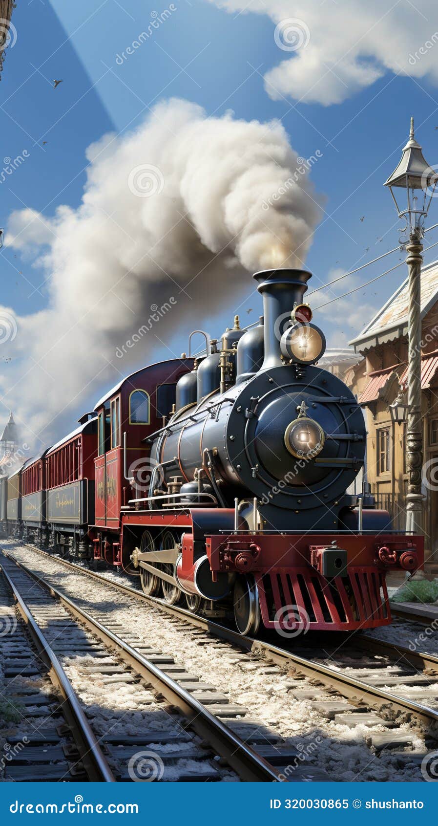 A Steam Train Chugging through a Snow Covered Forest Stock Illustration ...