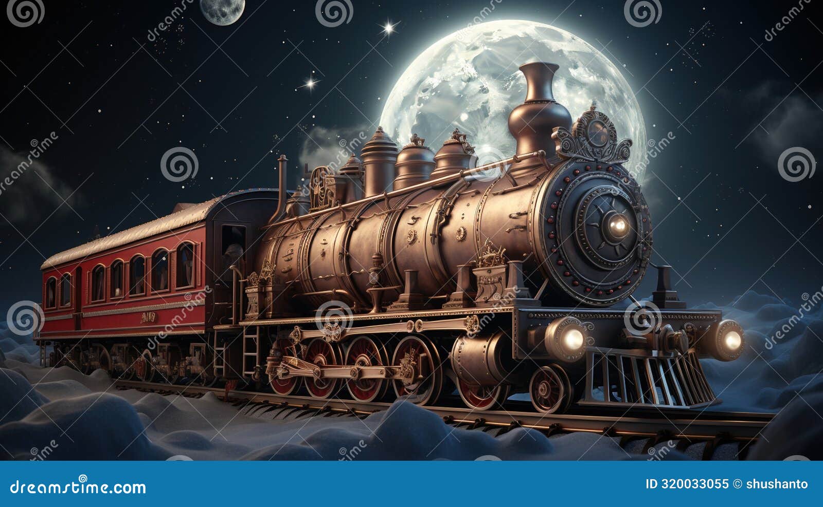 A Steam Train Chugging through a Snow Covered Forest Stock Illustration ...