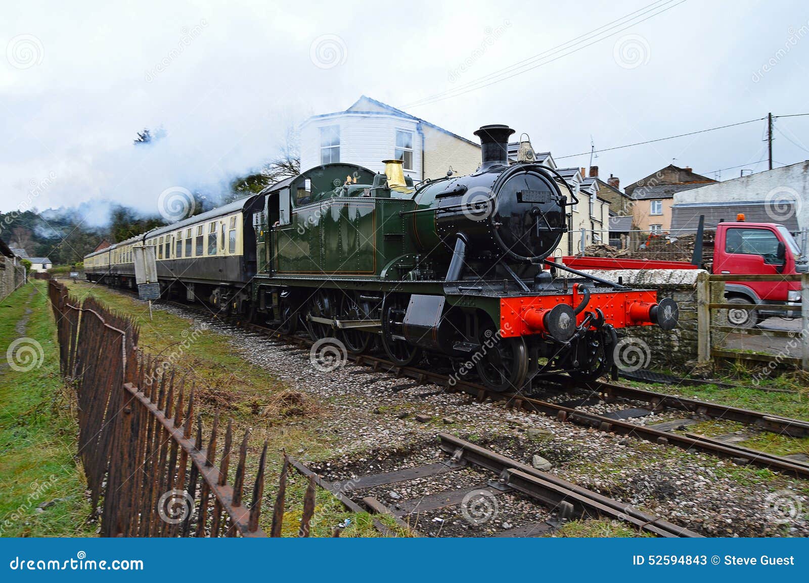 Steam Train stock image. Image of green, industry, level - 52594843