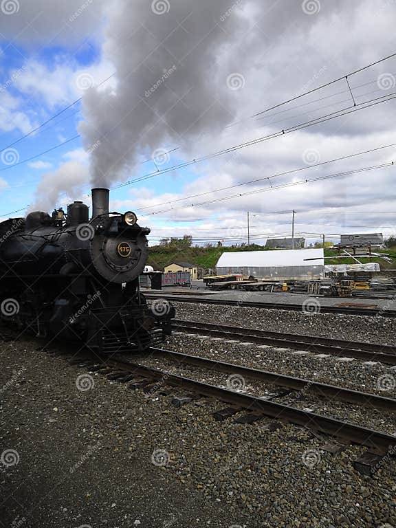 Steam Train Coming Down Tracks Stock Image - Image of steam, train ...