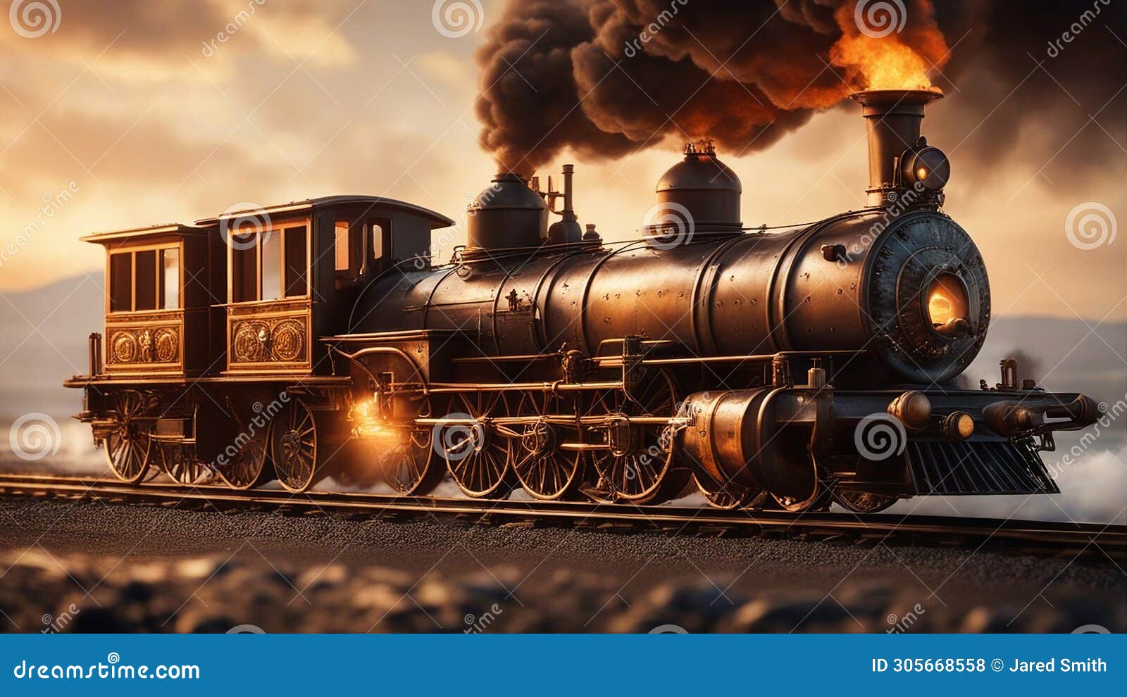 Steam Train in the Country Burning, Steampunk Train Exploding on Fire ...