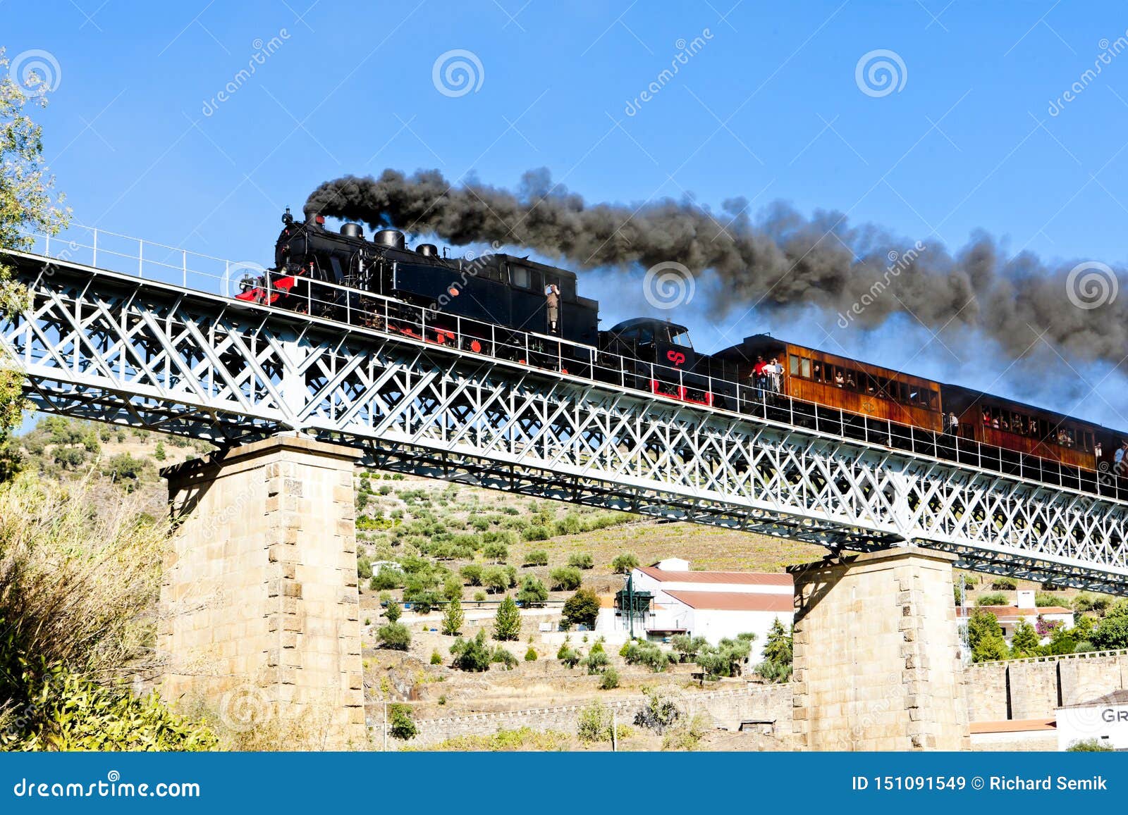 Steam Train in Douro Valley, Portugal Stock Image - Image of building ...