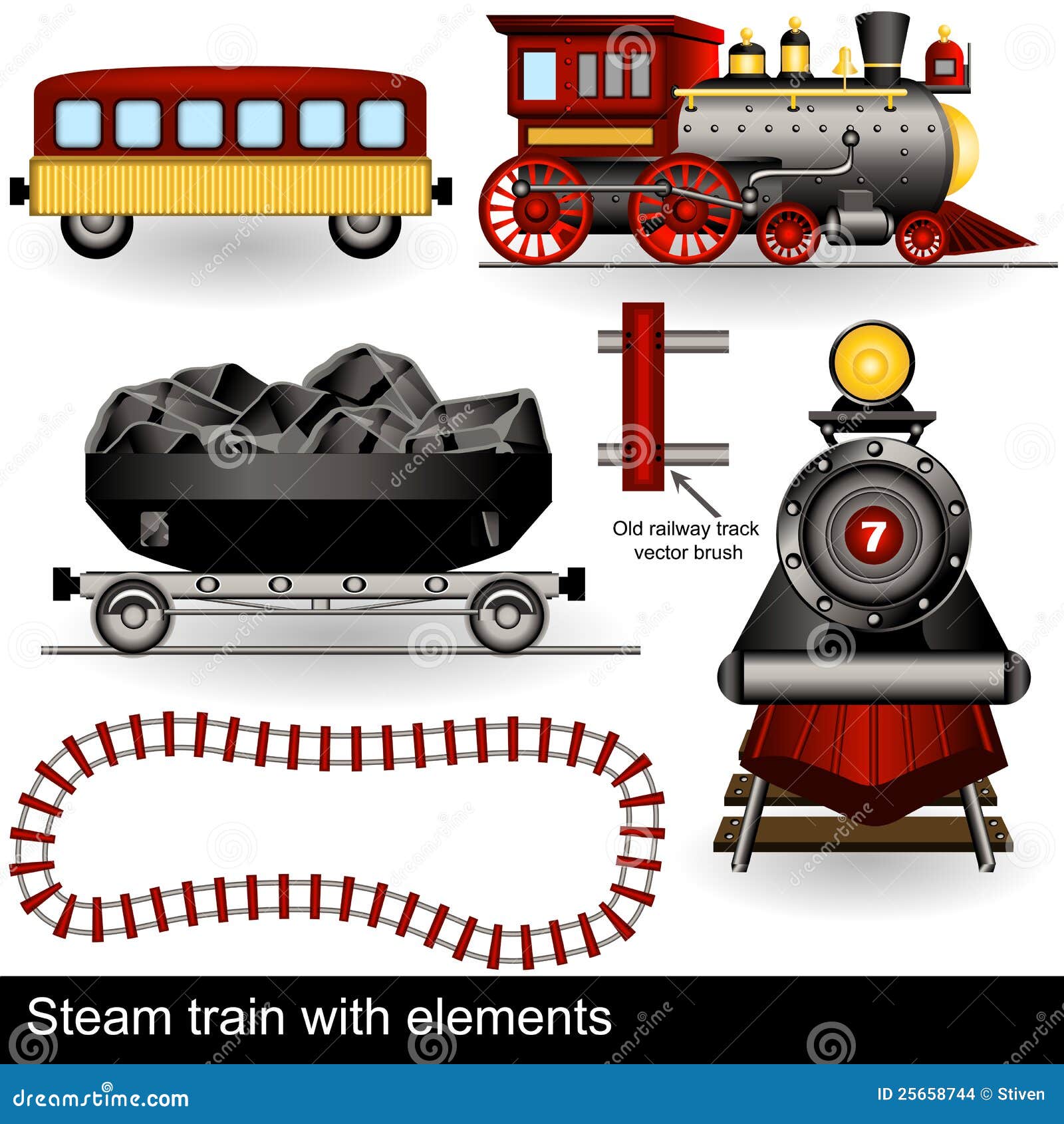 Steam train with elements stock vector. Illustration of steel - 25658744