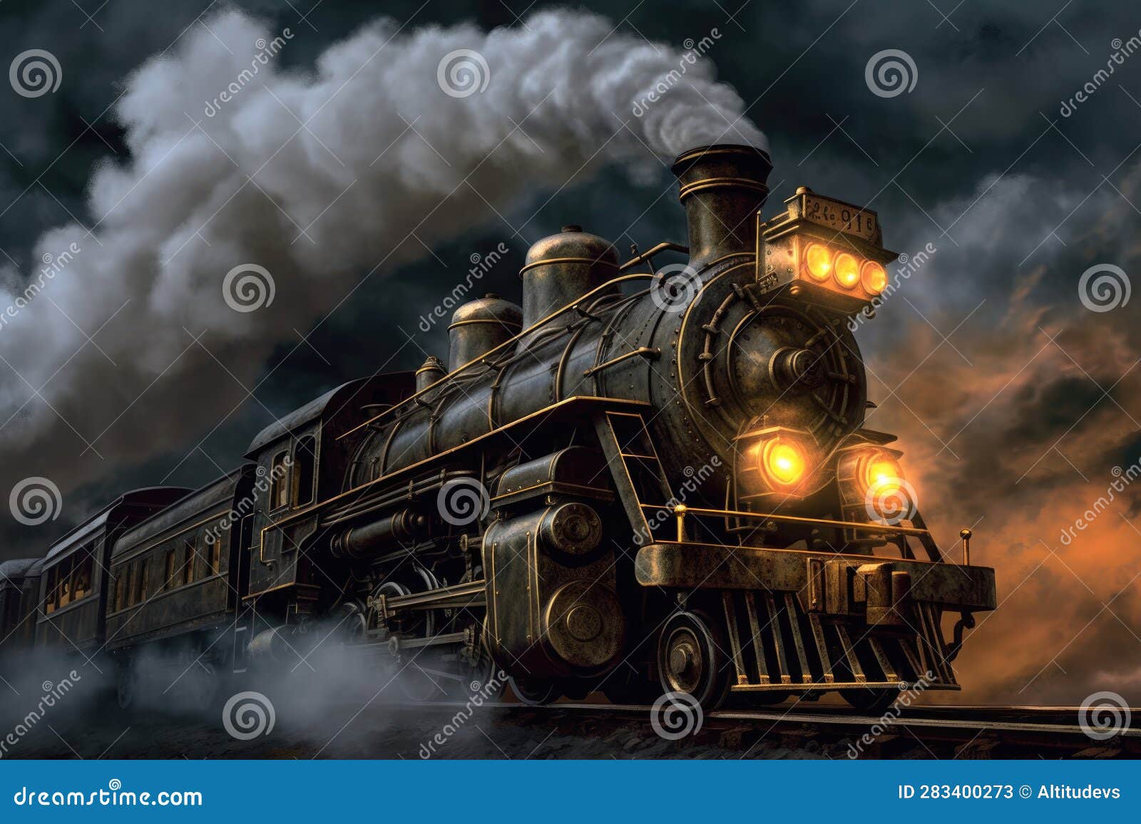 Steam Train Engine with Billowing Smoke Stock Illustration ...