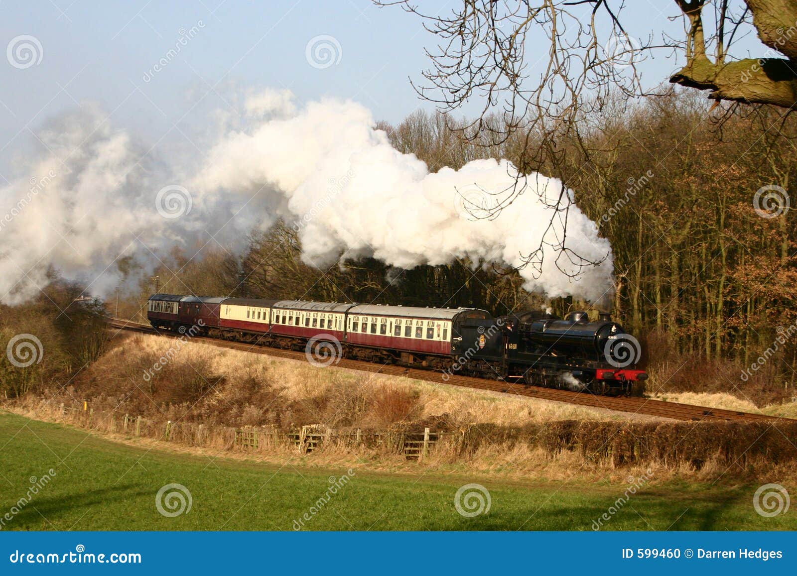 Steam Train in the English Countryside Stock Photo - Image of tracks ...