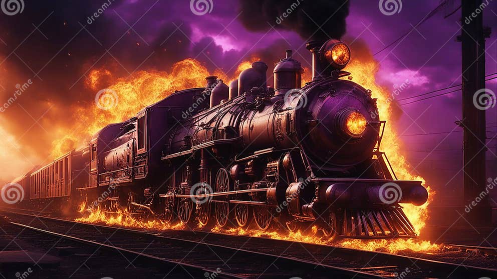 Steam Train in the Forest Burning, Exploding, Train with a Explosion ...
