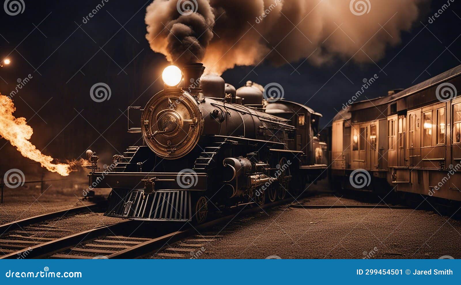 Steam Train in the Forest a Burning Old-fashioned Train on Fire ...