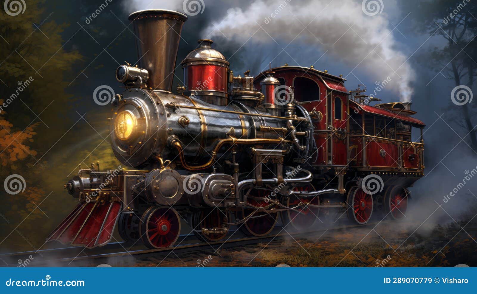Steam train in the forest stock image. Image of locomotive - 289070779