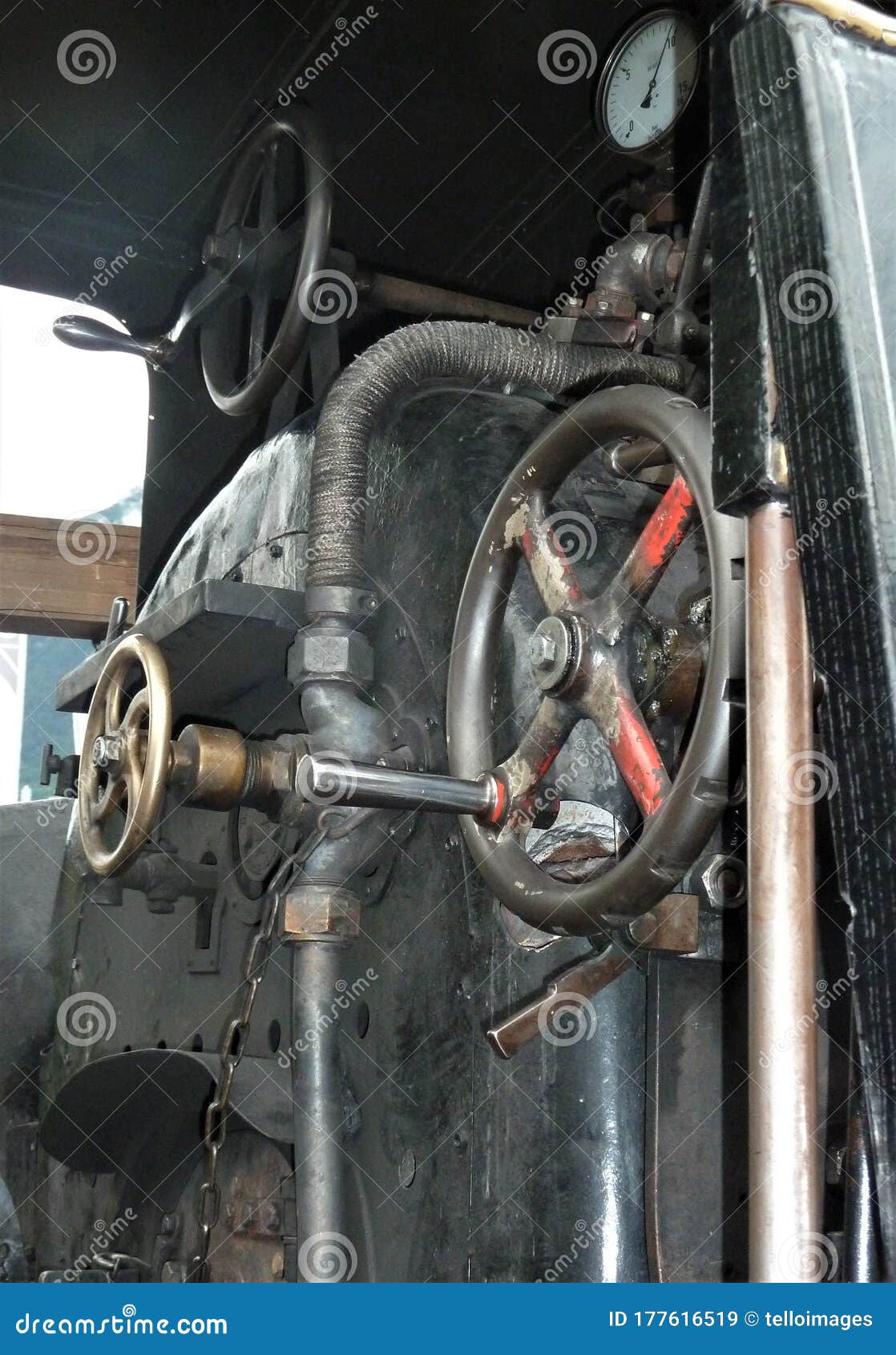 Steam Train Locomotive Driver`s Cabin Stock Image - Image of pressure ...