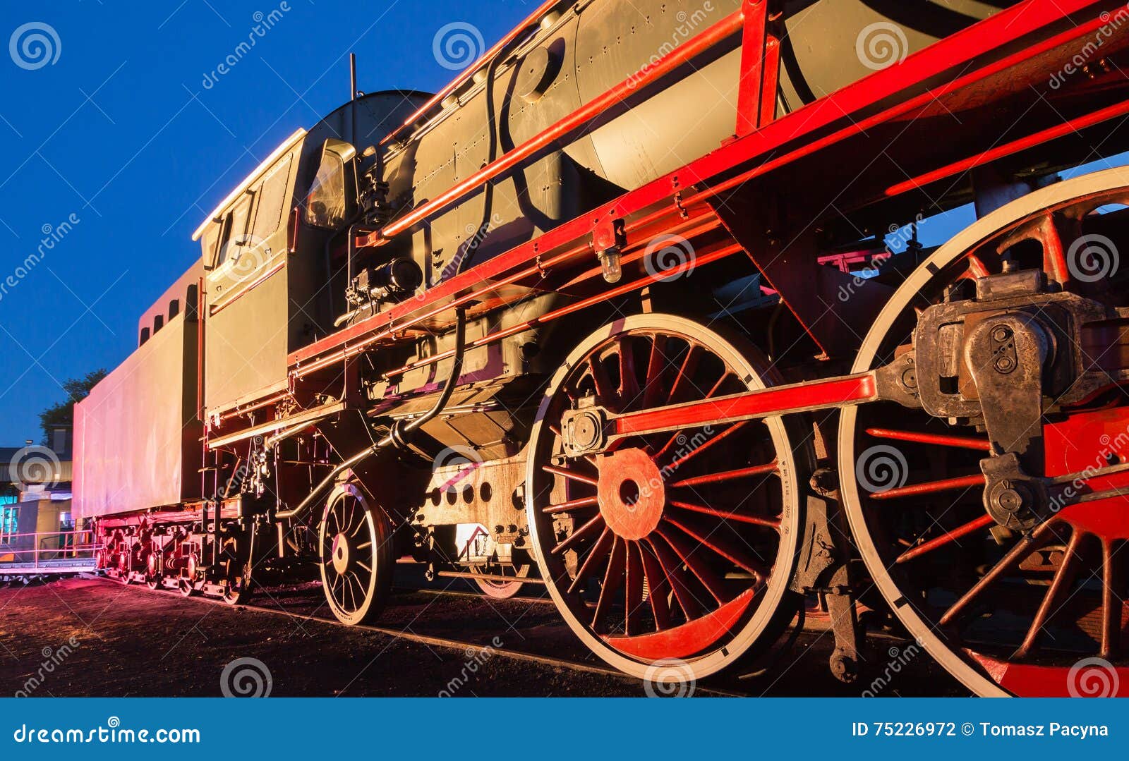 Steam train at night stock photo. Image of station, engine - 75226972
