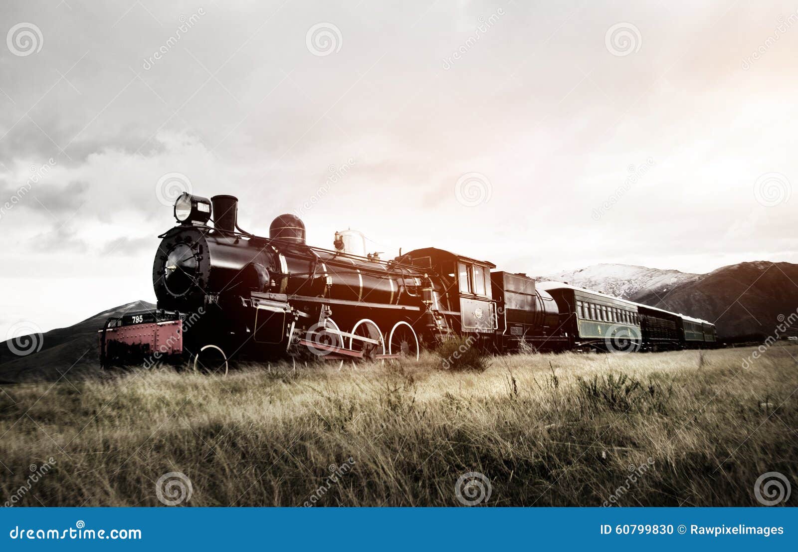 Steam Train in a Open Countryside Transportation Concept Stock Photo ...