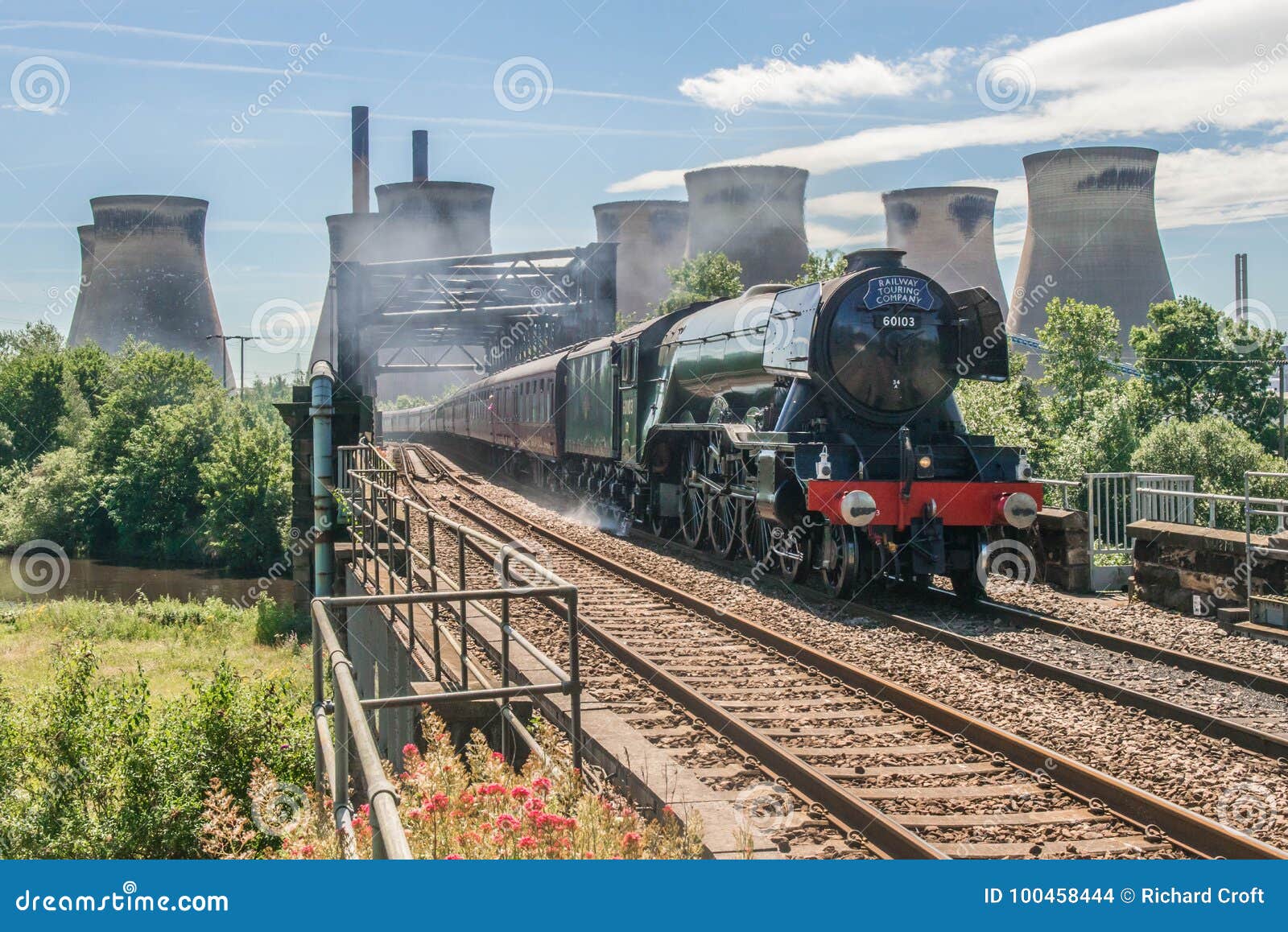 Steam Train Passing a Power Station Editorial Stock Image - Image of ...
