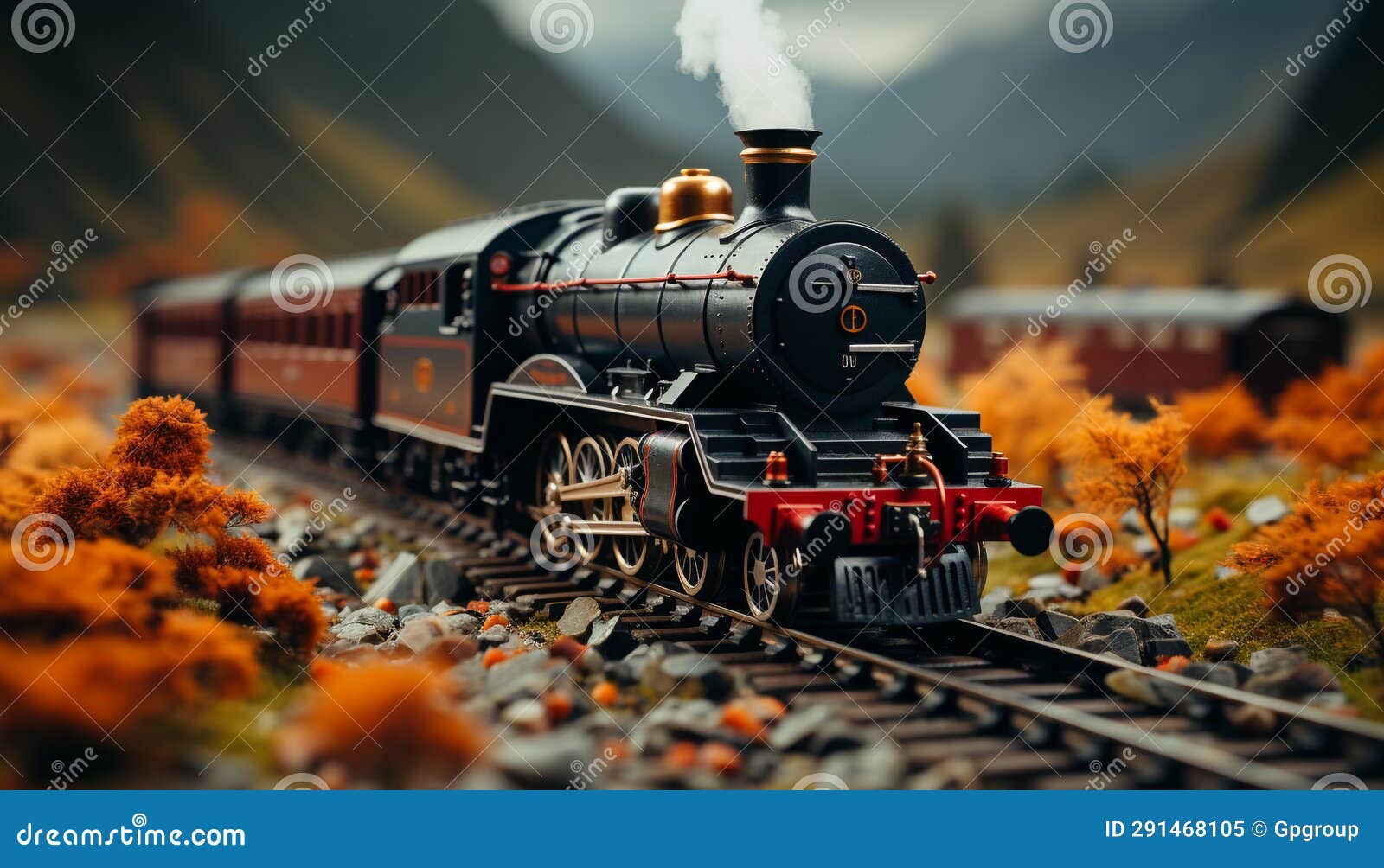 Steam Train on Railroad Track, Old Fashioned Locomotive in Motion ...
