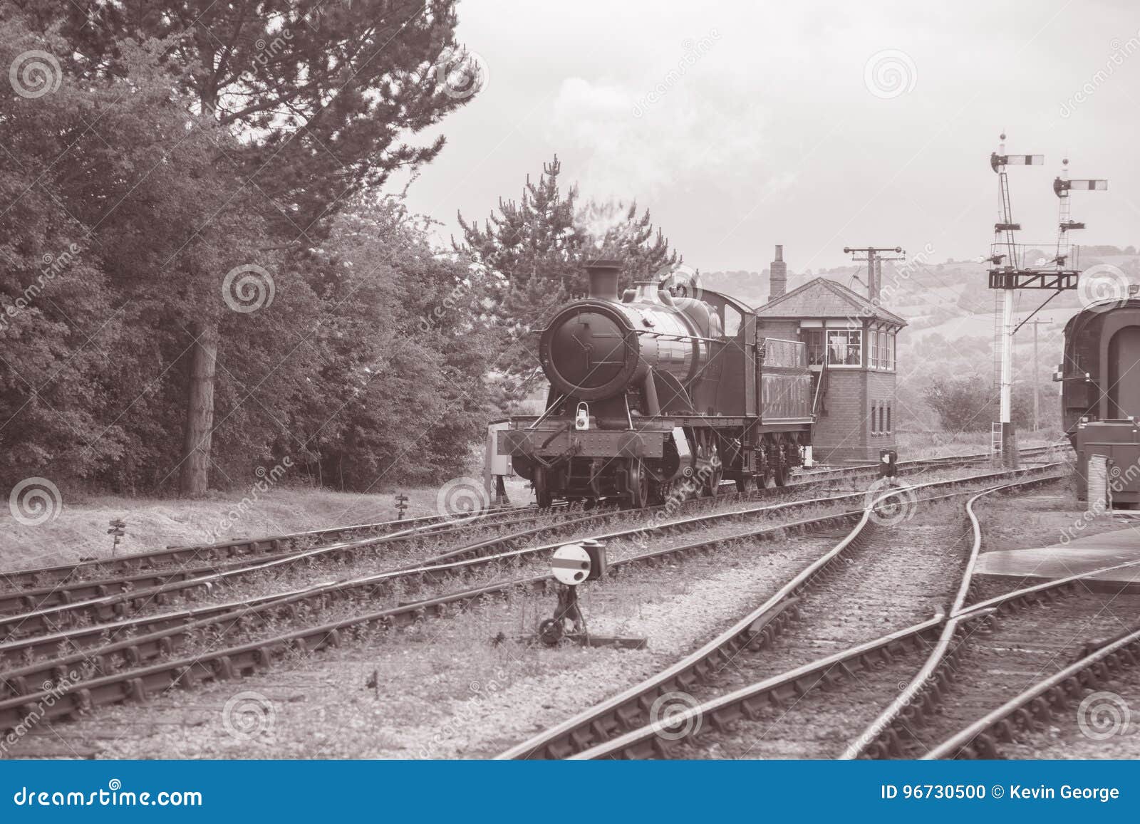 Steam Train on Railway Track Stock Photo - Image of transport, train ...