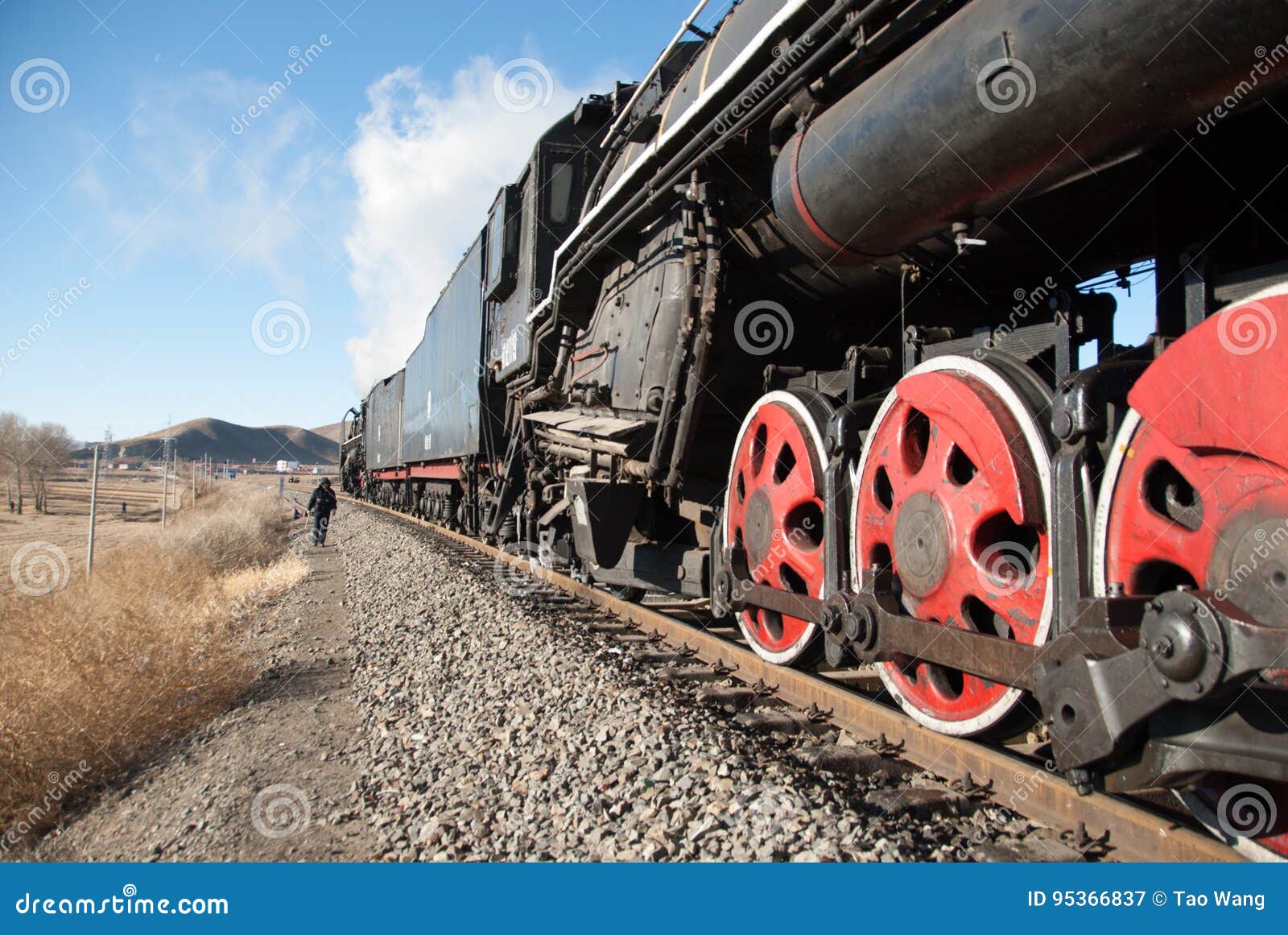 Steam train stock image. Image of railways, track, snow - 95366837
