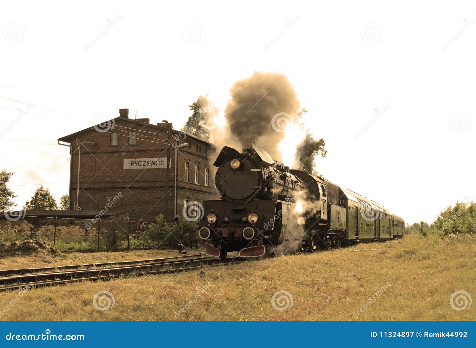 Steam train at the station stock image. Image of locomotive - 11324897