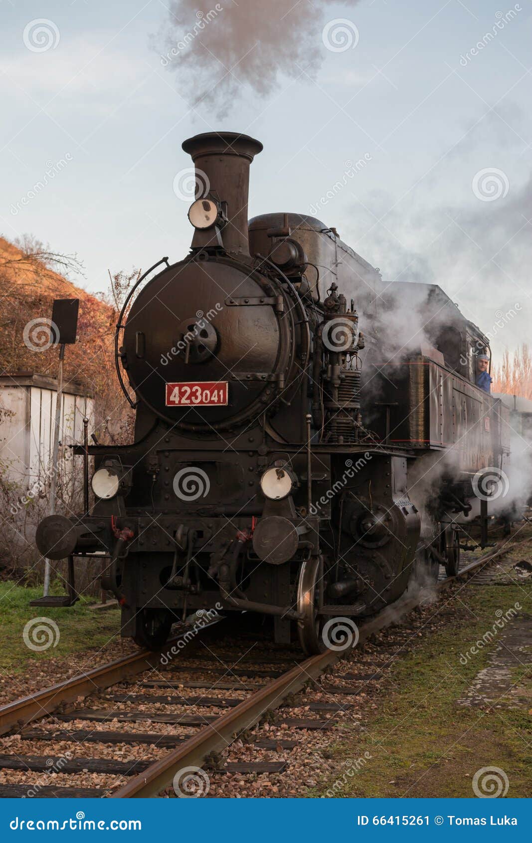 Steam Train at the Station on Rails Stock Image - Image of autumn ...