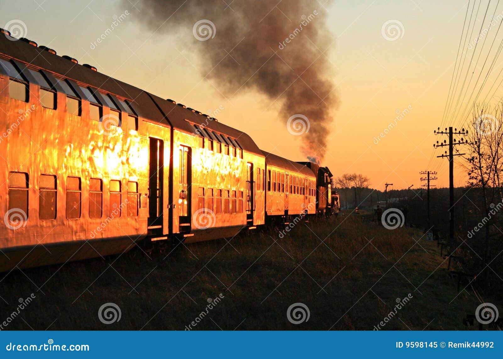 Steam train during sunset stock image. Image of nostalgia - 9598145