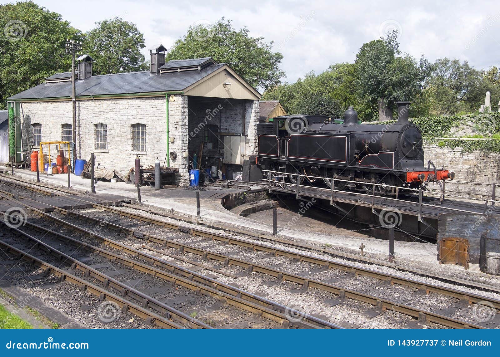 Steam Train on the Turn Table Stock Image - Image of outside, steam ...