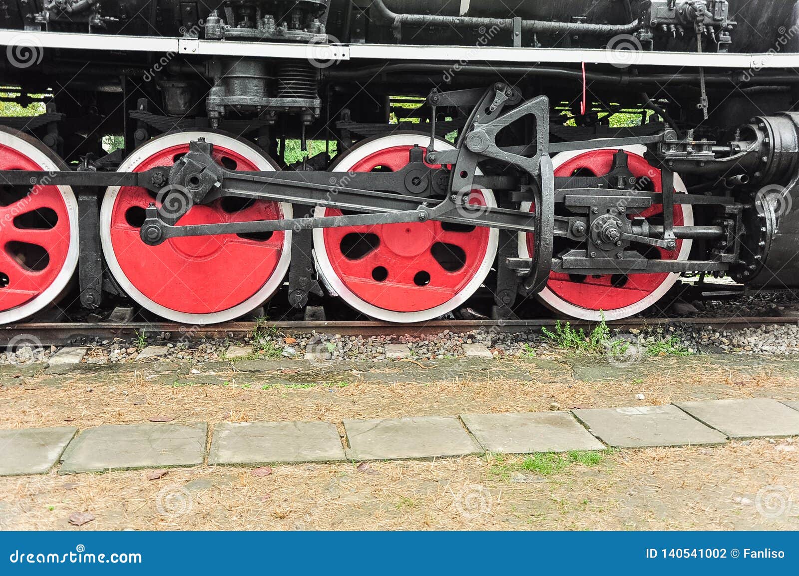 Steam Train Wheels in Red Color Stock Photo - Image of railway ...