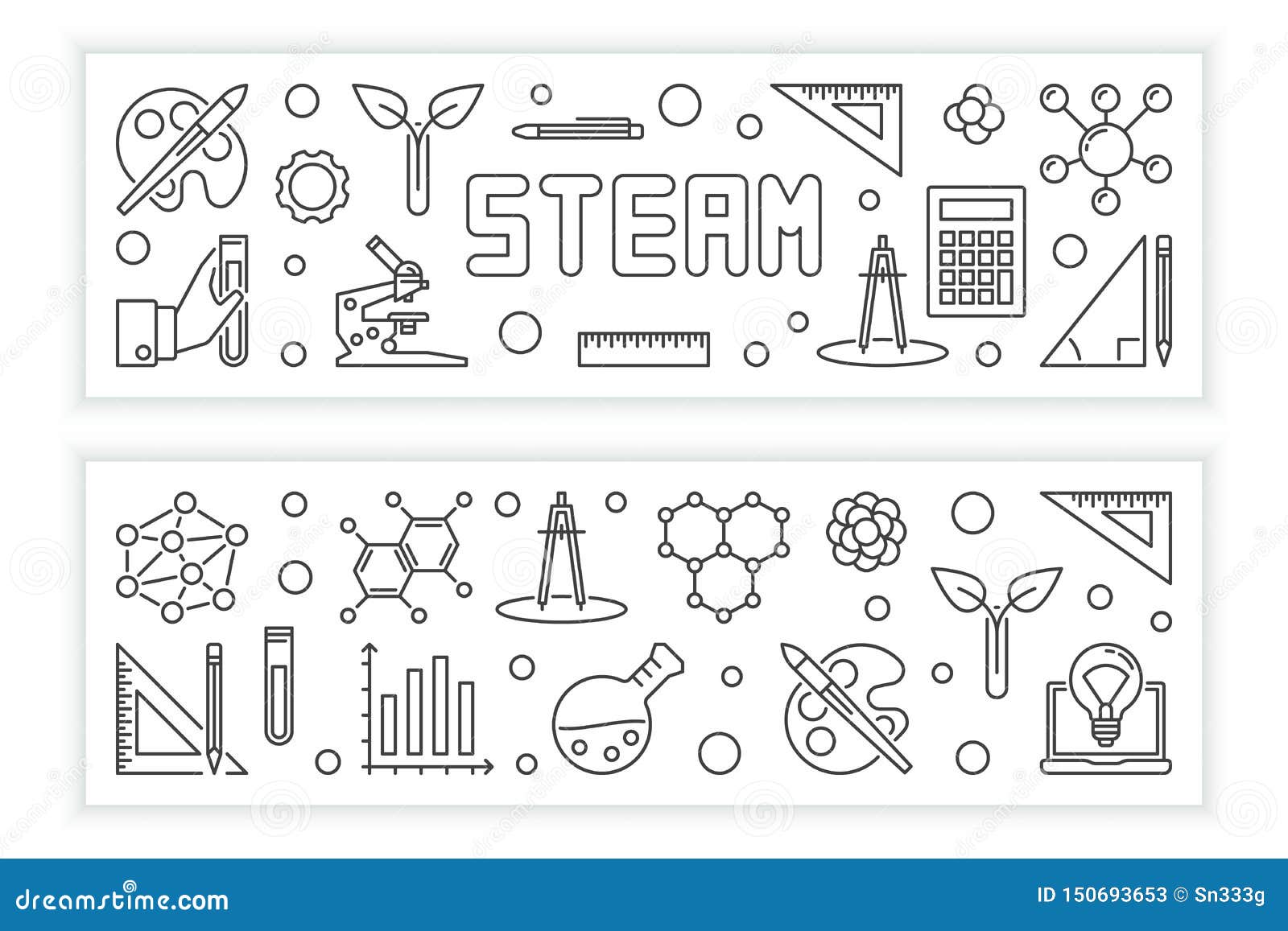 STEAM Vector Concept Modern Horizontal Banners Stock Vector ...