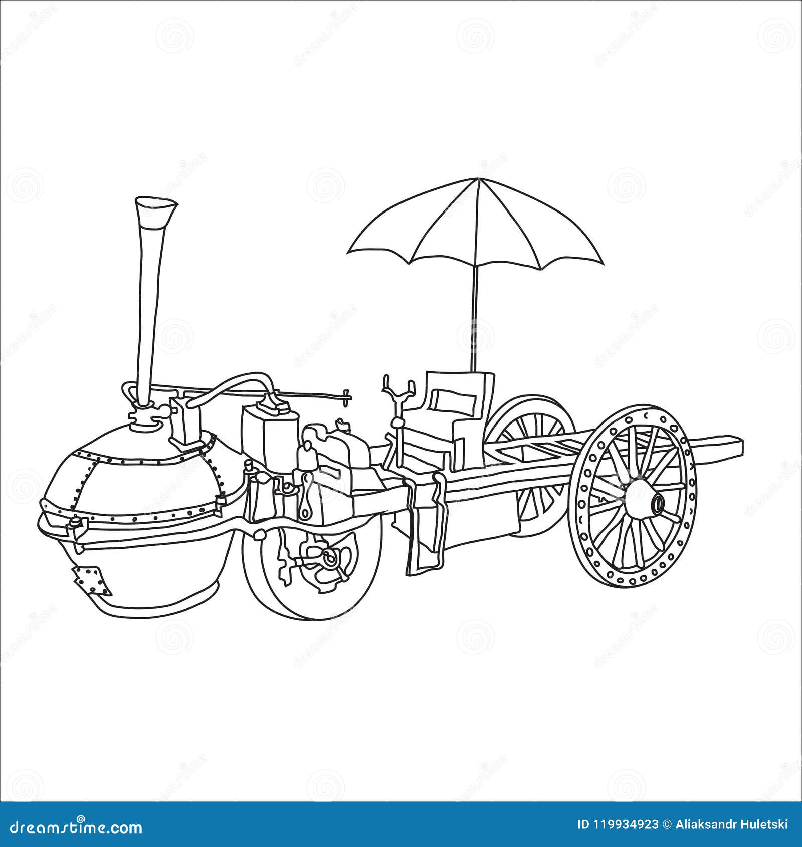 Steam_vehicle_doodle иллюстрация вектора. иллюстрации насчитывающей ...
