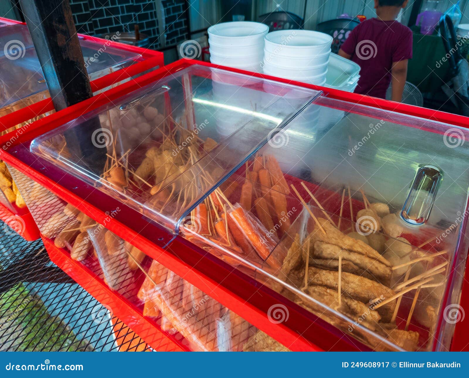 Steamboat Food in the Container at the Stall Stock Image - Image of ...