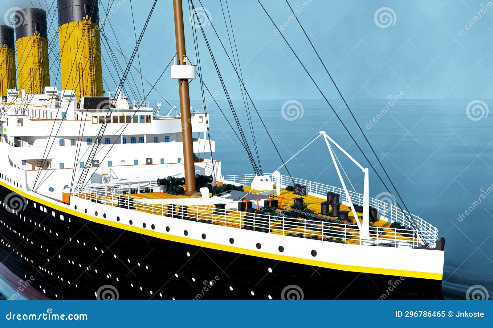 Steamboat Ocean Liner Ship Forecastle Deck View 3D Render Image HDR ...