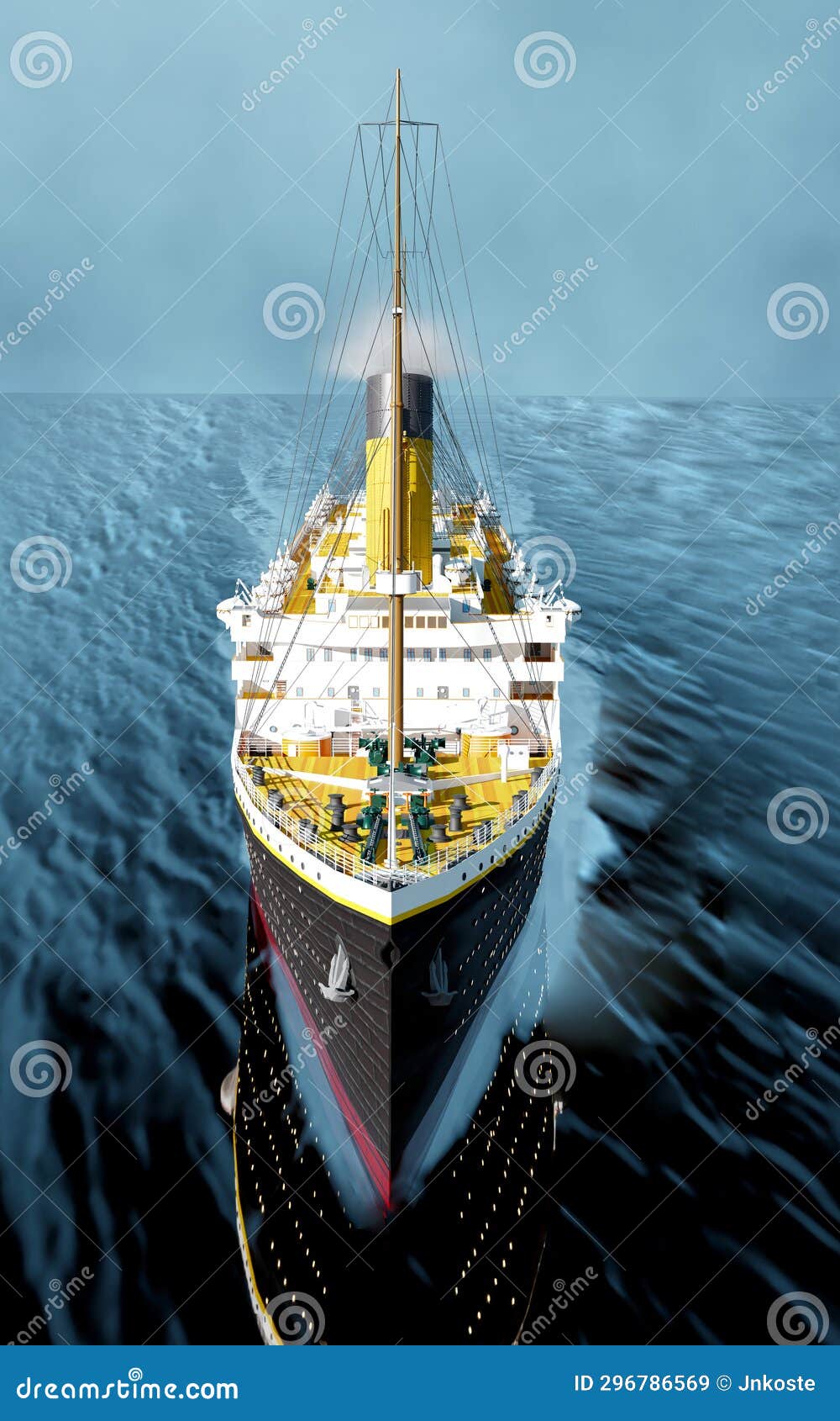 Steamboat Ocean Liner Ship Front Dramatical View 3D Render Image HDR ...