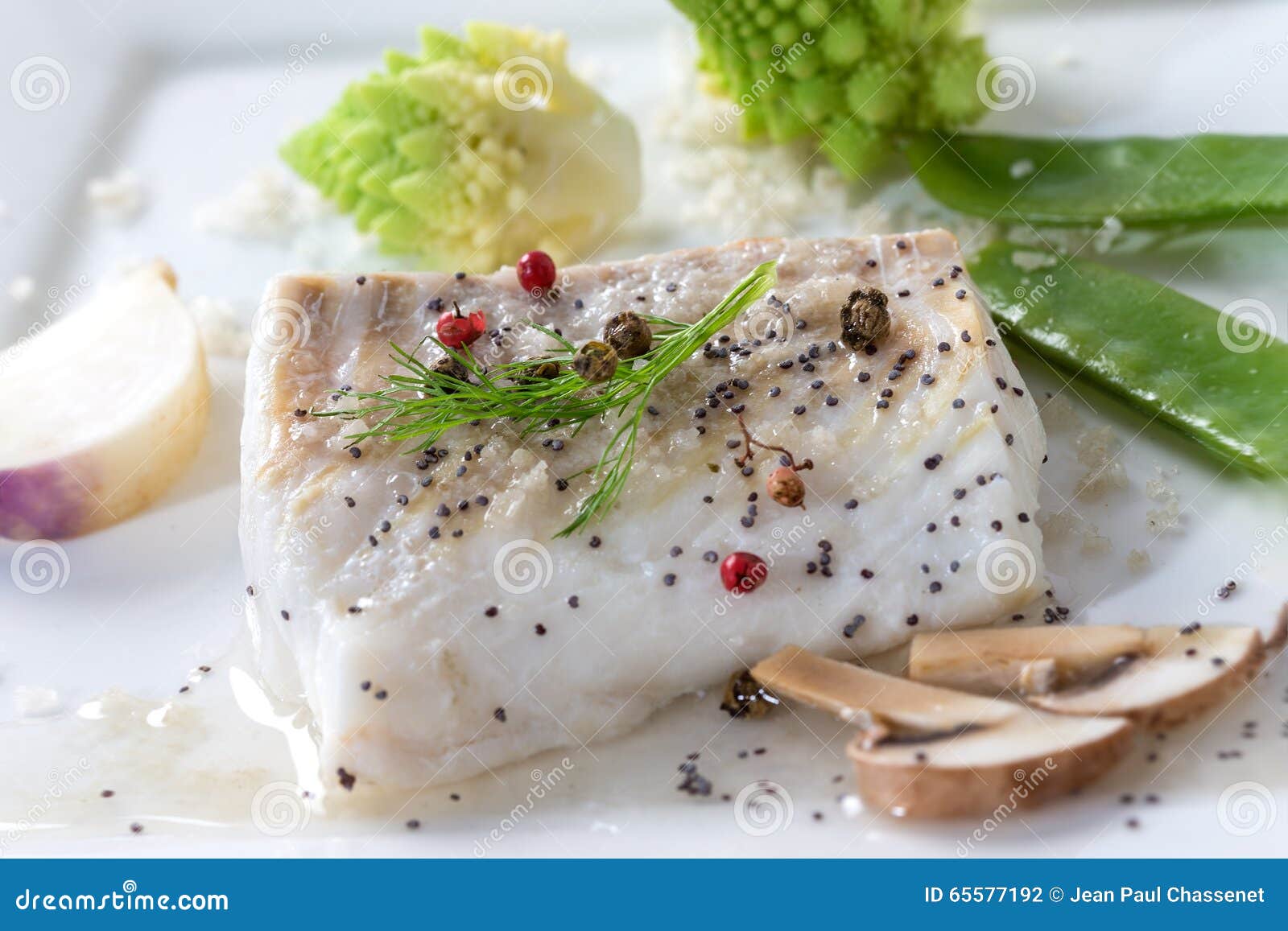 Steamed Atlantic Cod Fish with Spices and Vegetable Stock Photo - Image ...