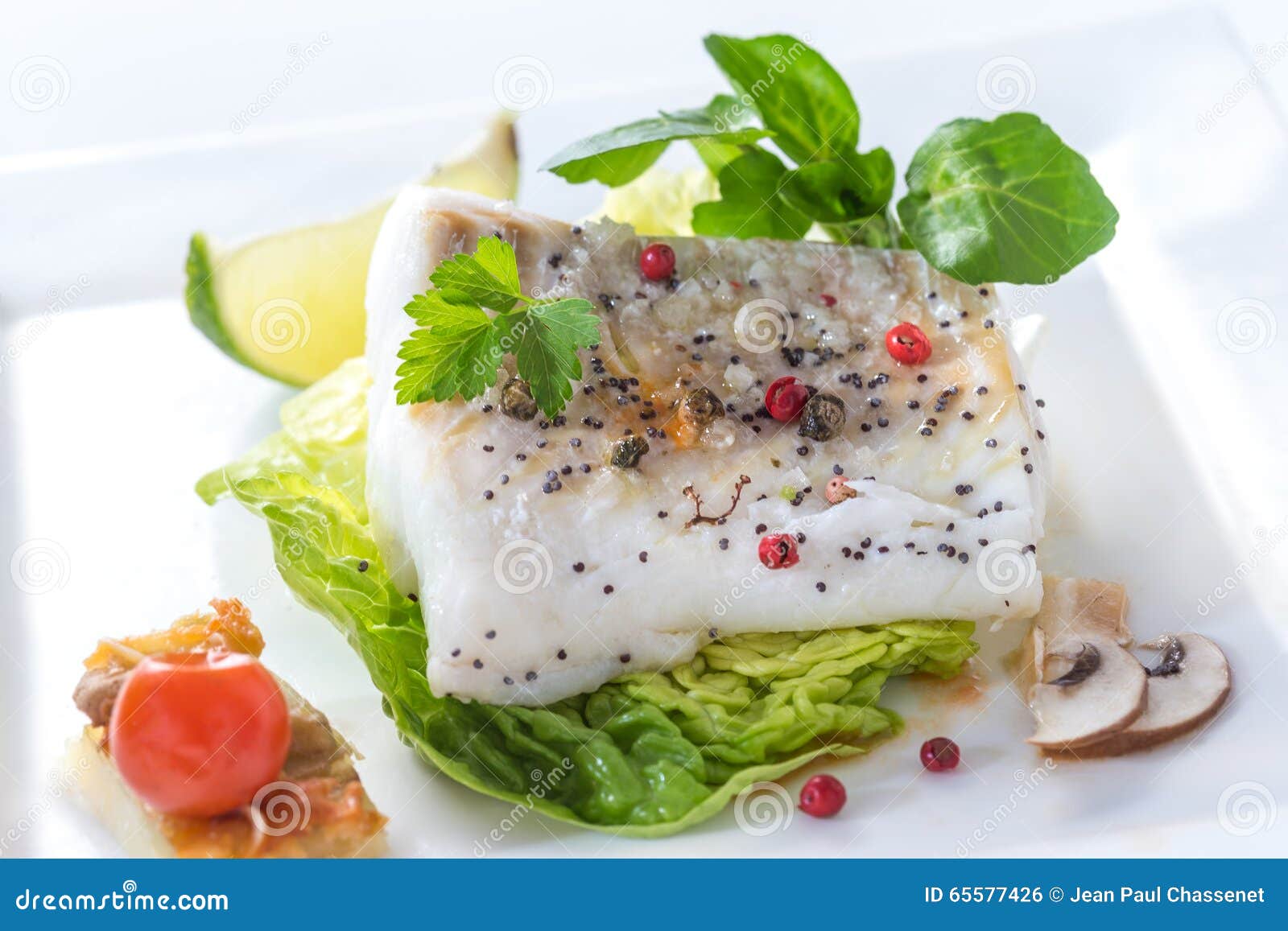 Steamed Atlantic Cod Fish with Spices and Vegetable Stock Photo - Image ...