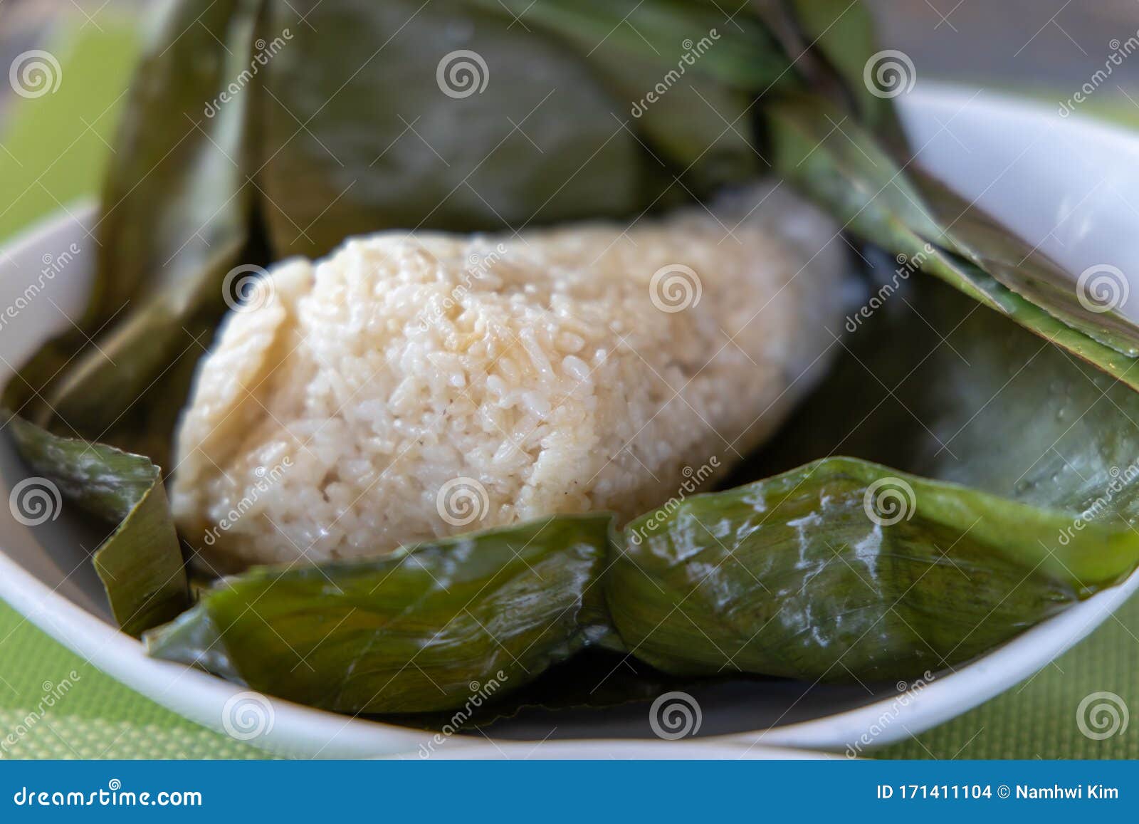 Steamed Banana Leaf Garlic Rice Stock Photo - Image of favorite, leaf ...